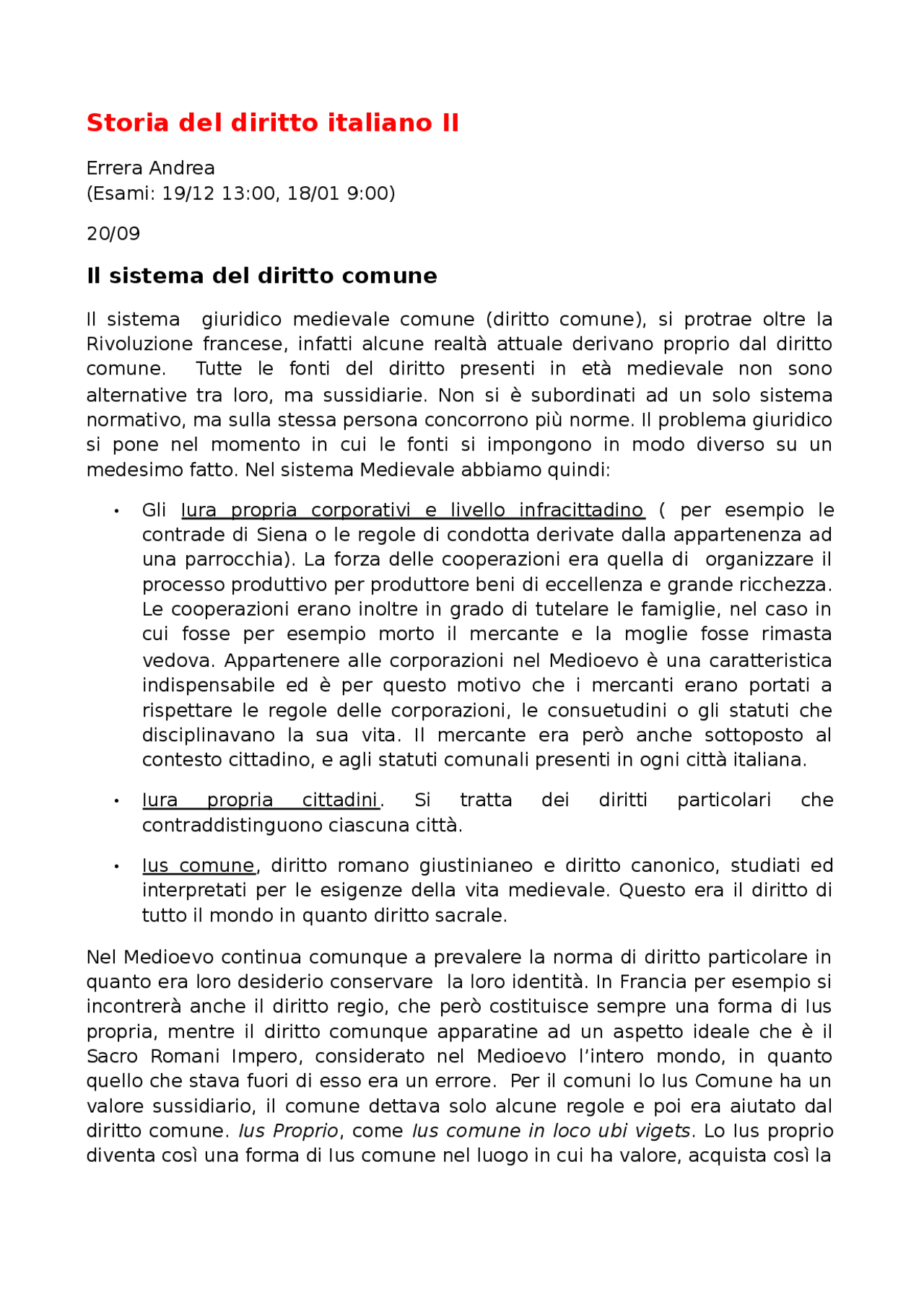 Storia del diritto italiano II- Andrea Errera - Docsity