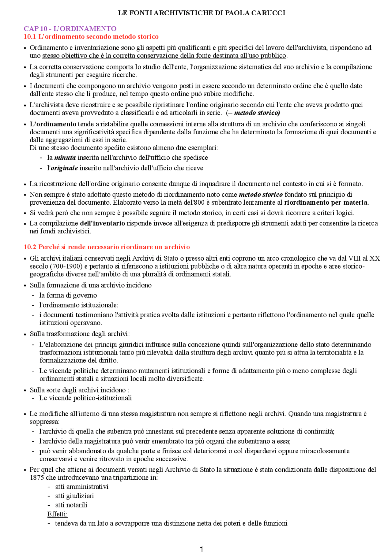 Riassunto Capitolo 10 Le Fonti Archivistiche Di Paola Carucci Docsity