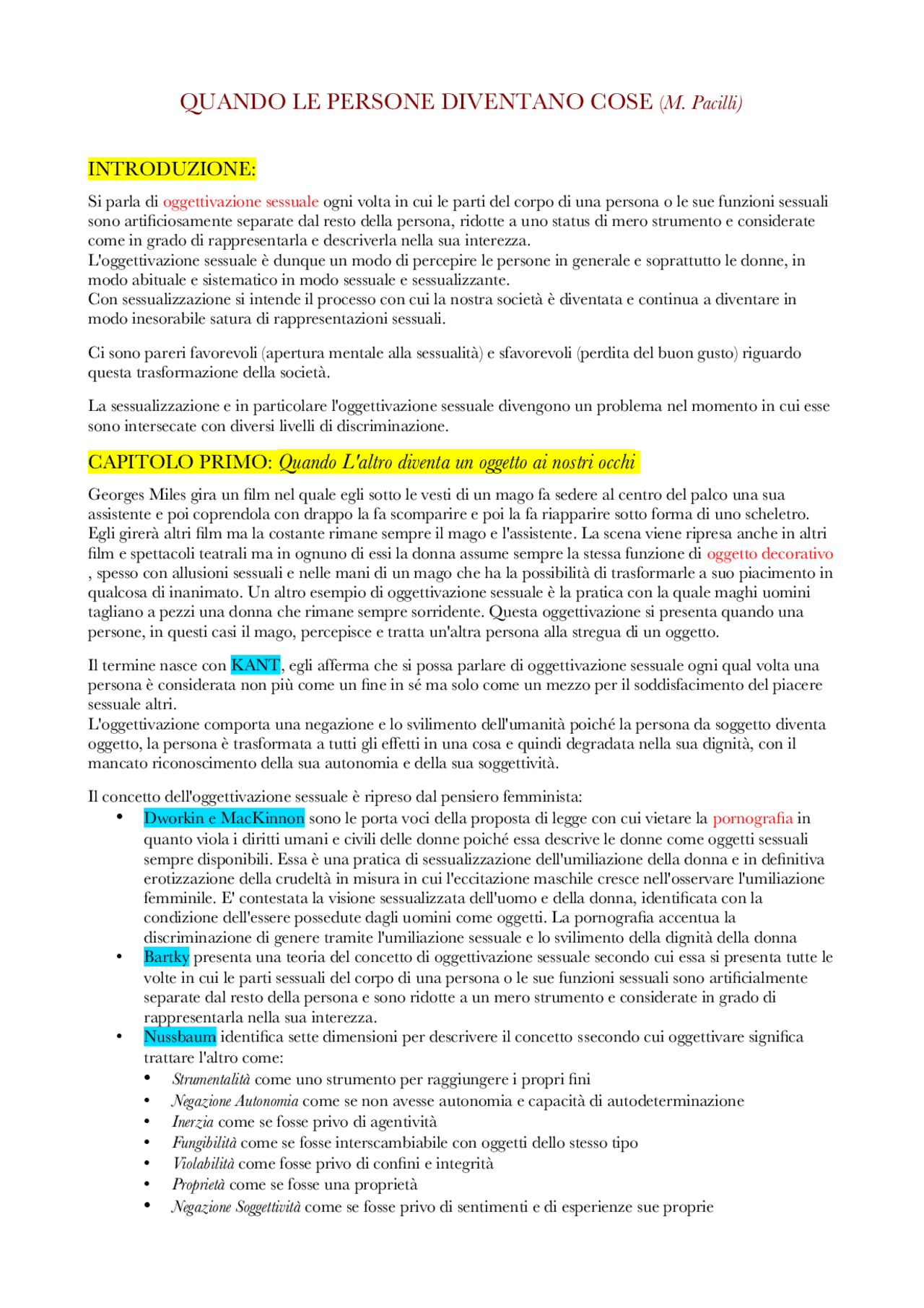 Quando Le Persone Diventano Cose Di Pacilli Docsity