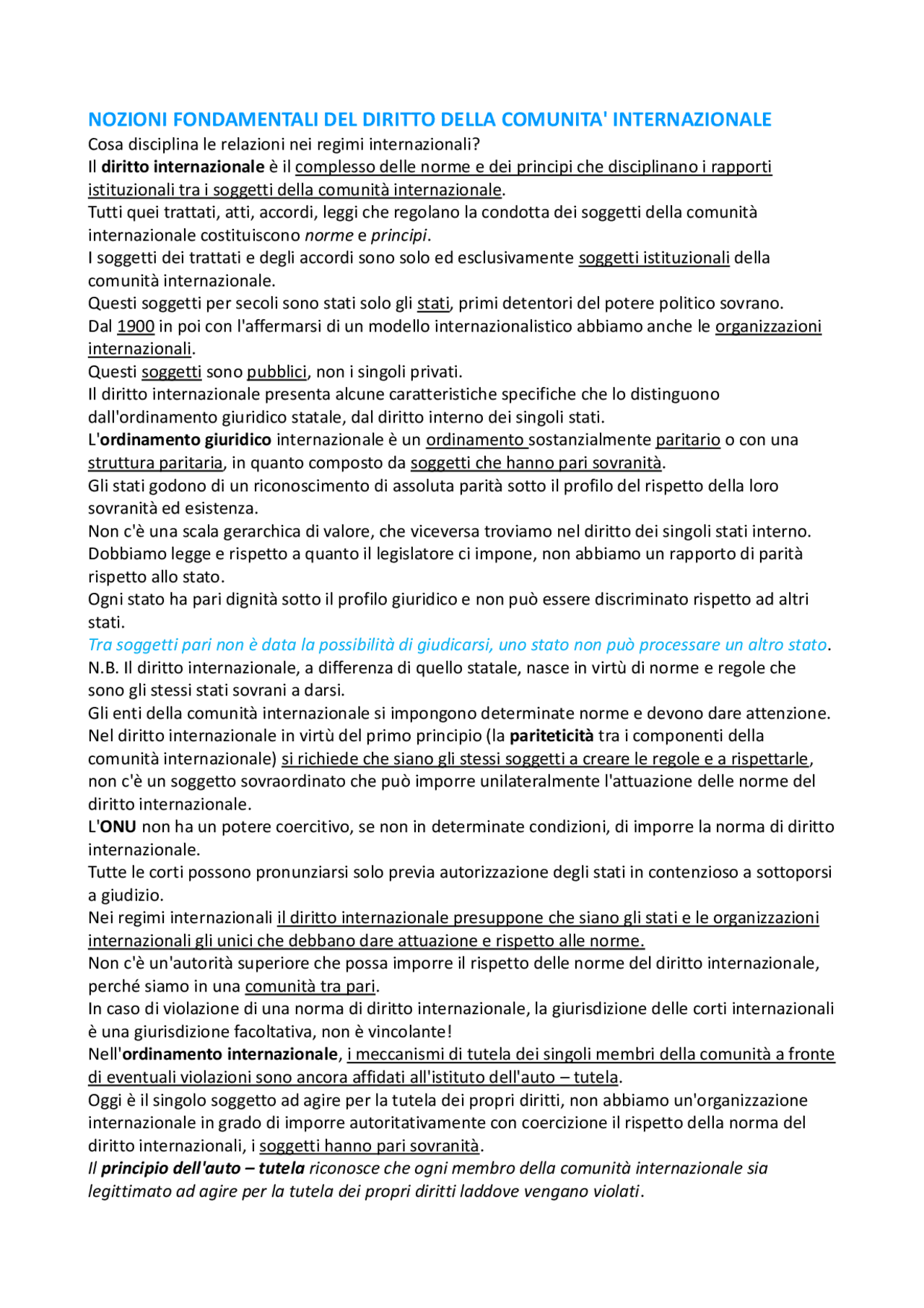 Appunti Regimi Internazionali Docsity