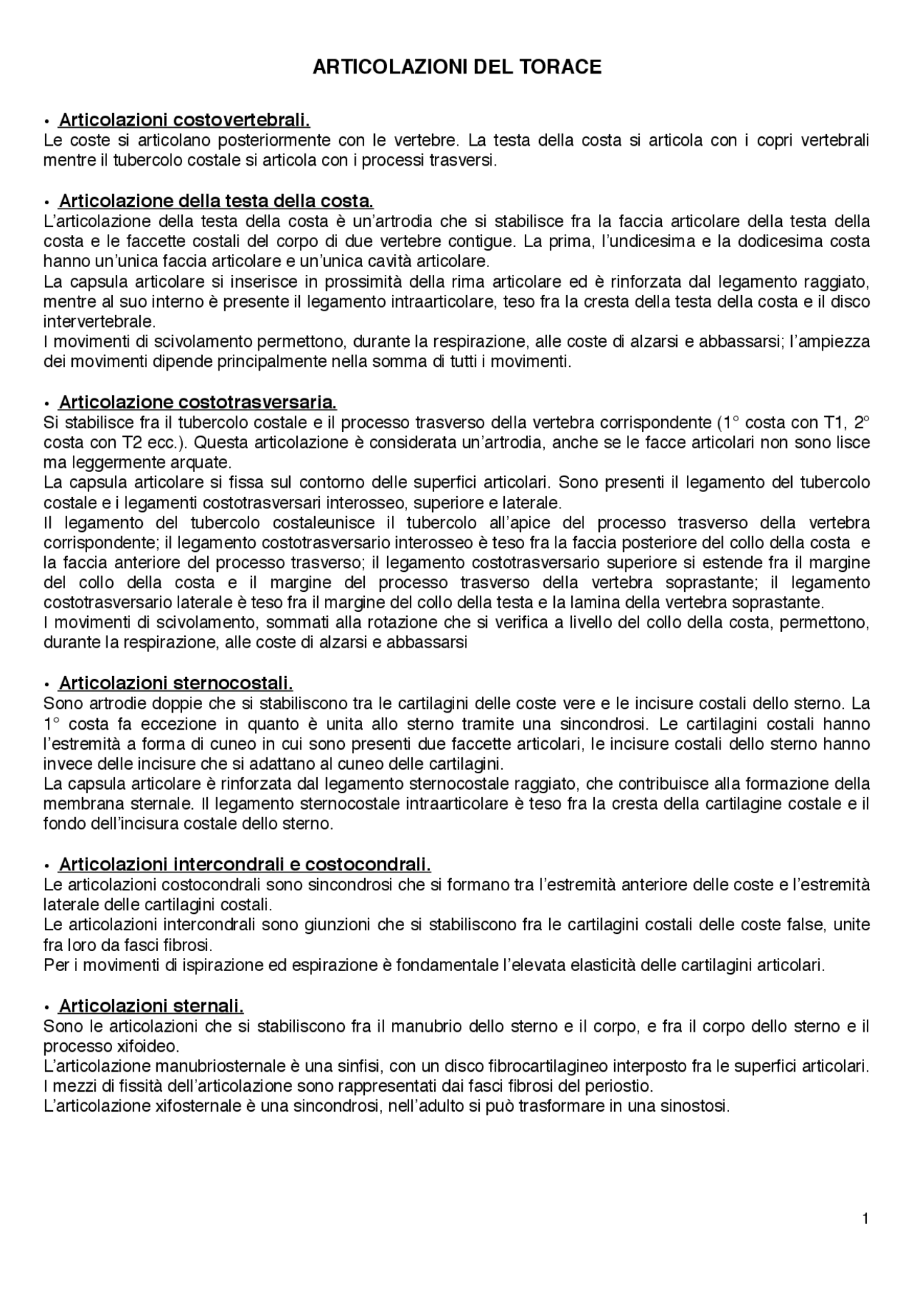 Articolazione Del Torace Docsity