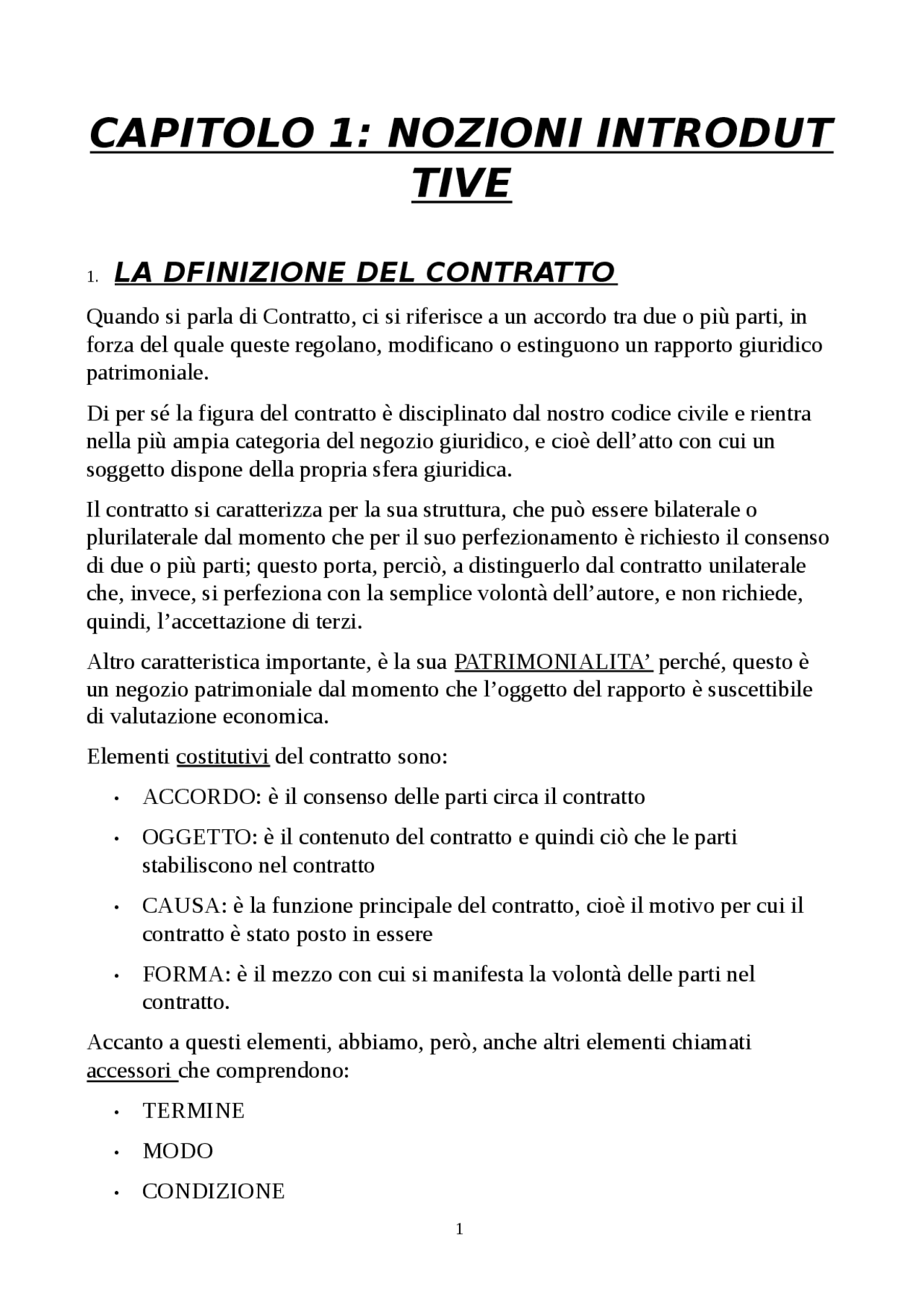 Diritto Civile - IL contratto - Docsity