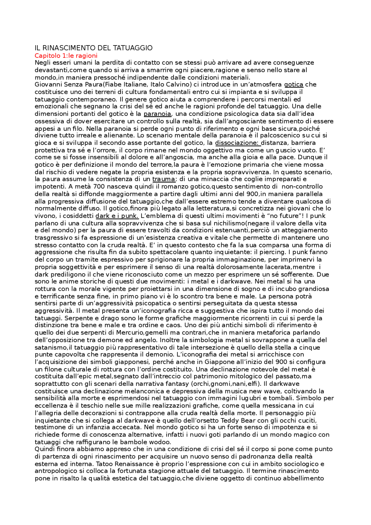 Il Rinascimento Del Tatuaggio Docsity