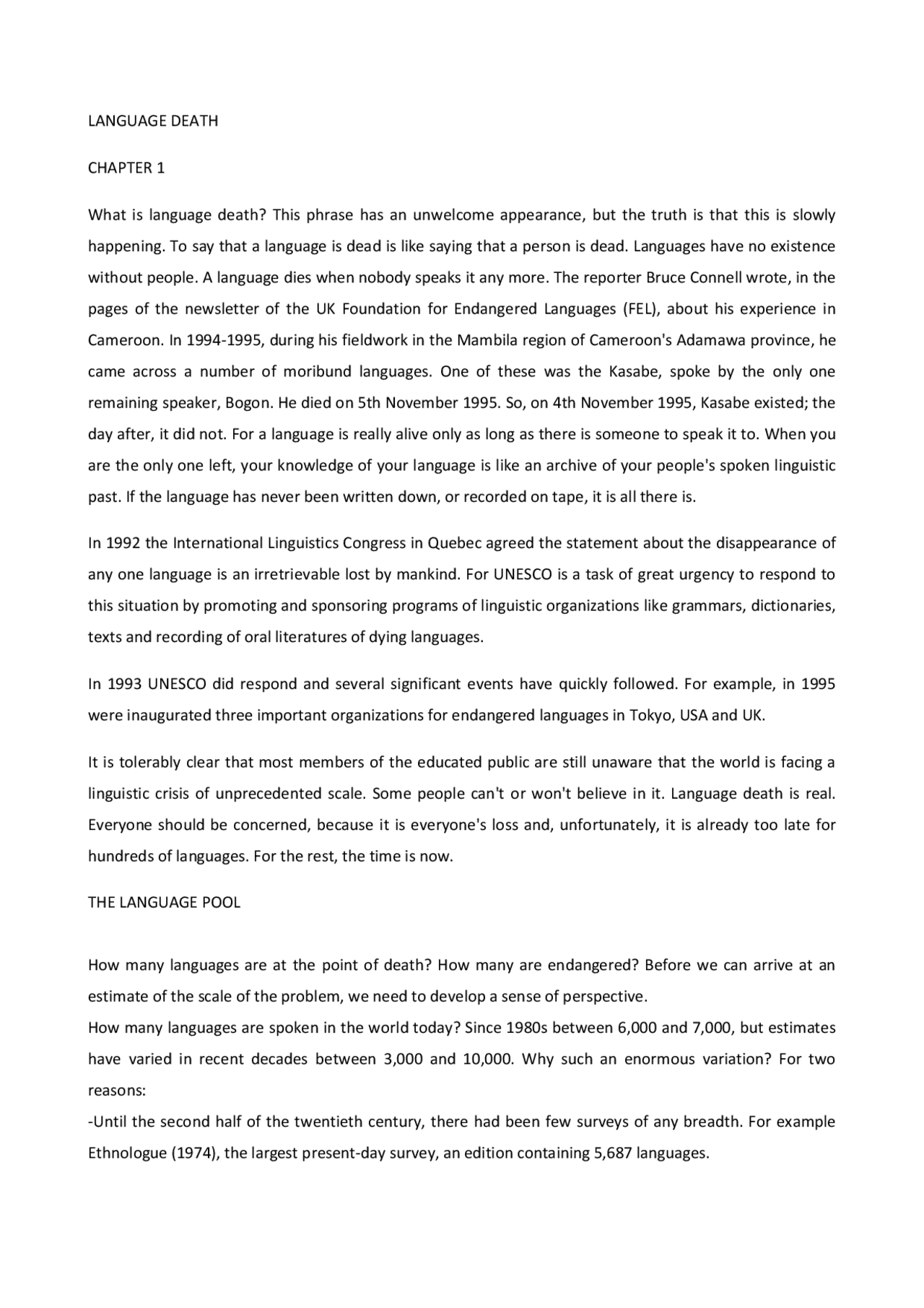 Language death - David Crystal - Docsity