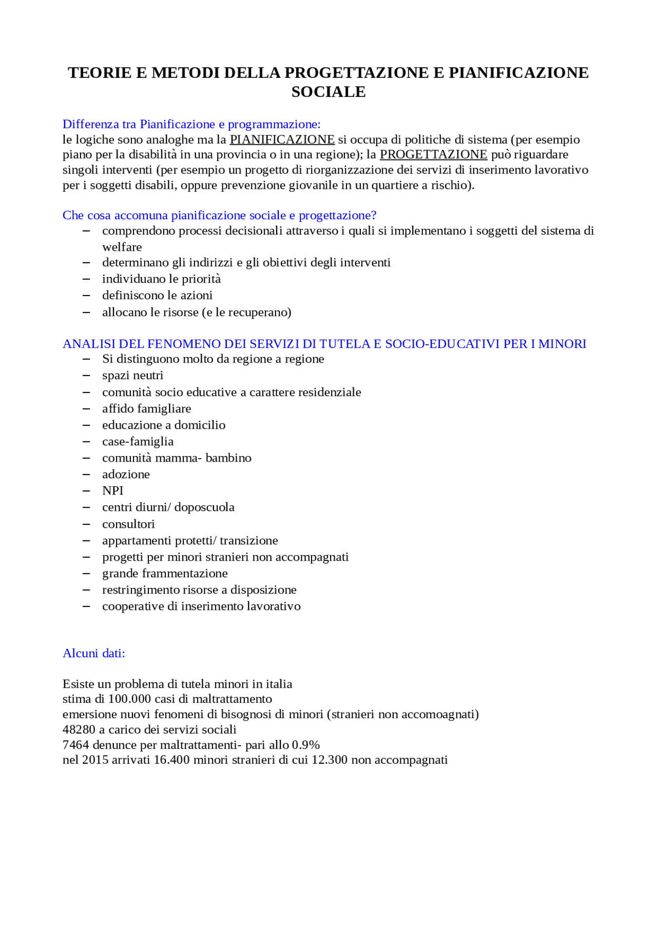 Programmazione Sociale Docsity