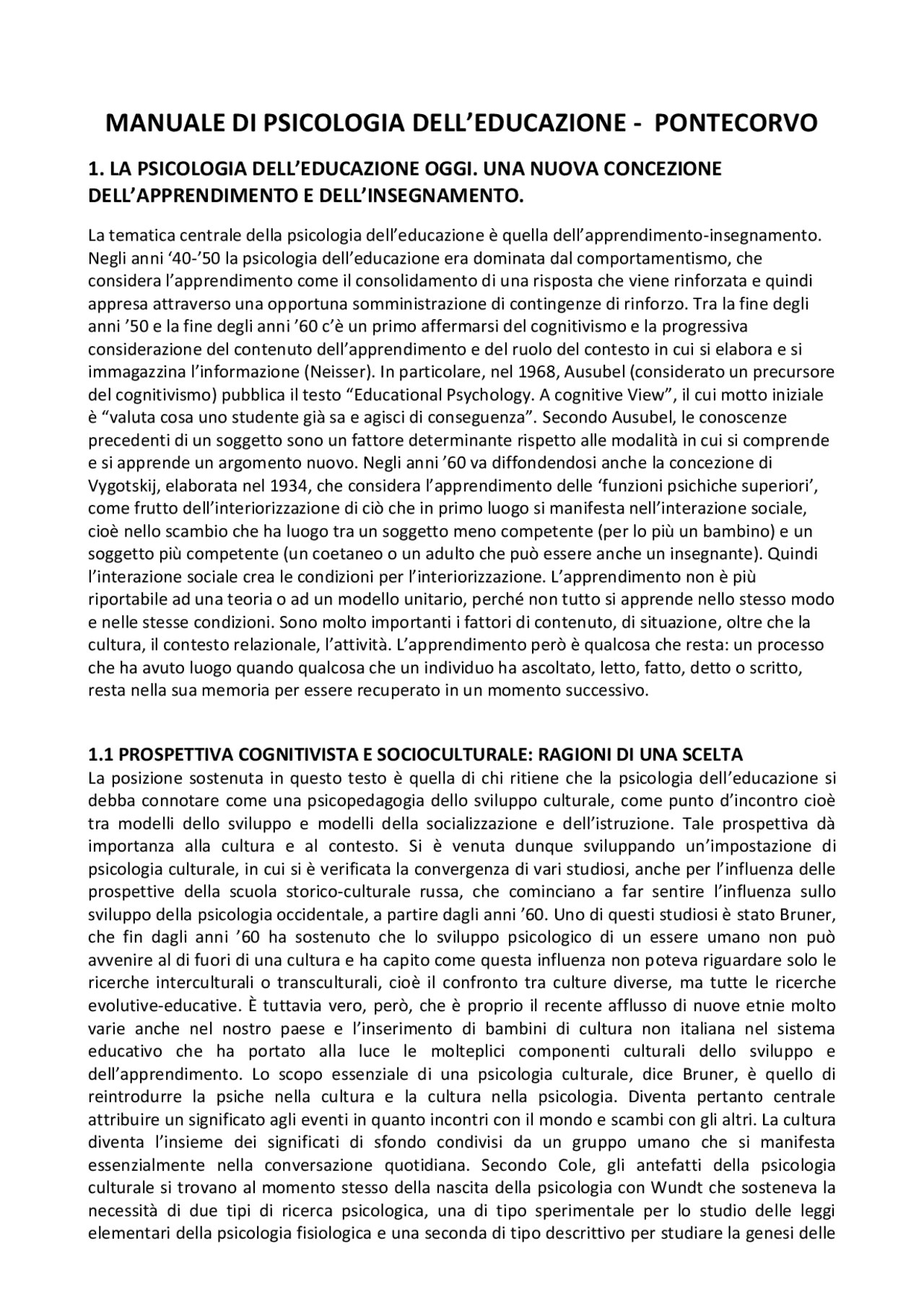 Manuale Di Psicologia Delleducazione Docsity