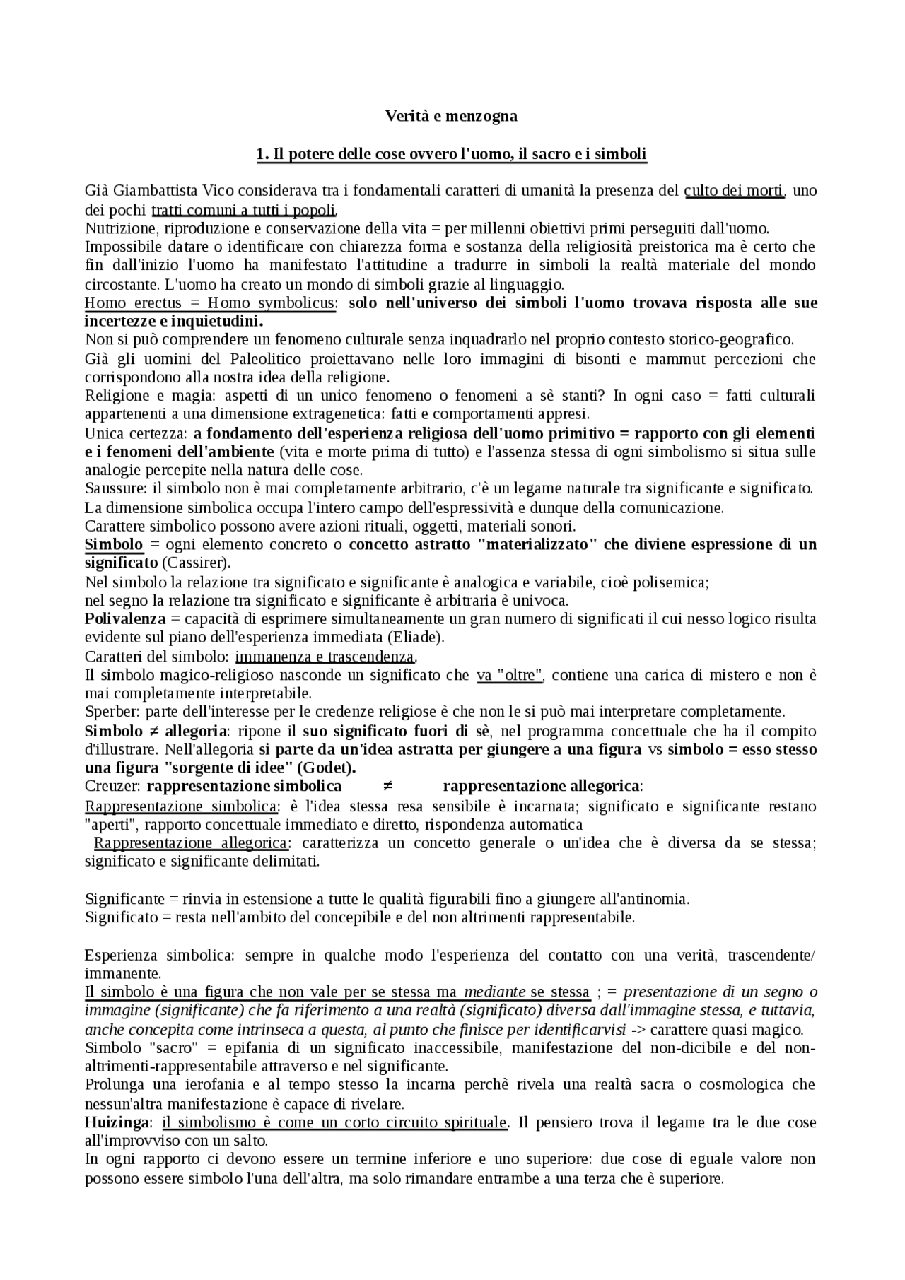 Verità E Menzogna Dei Simboli Buttitta Docsity