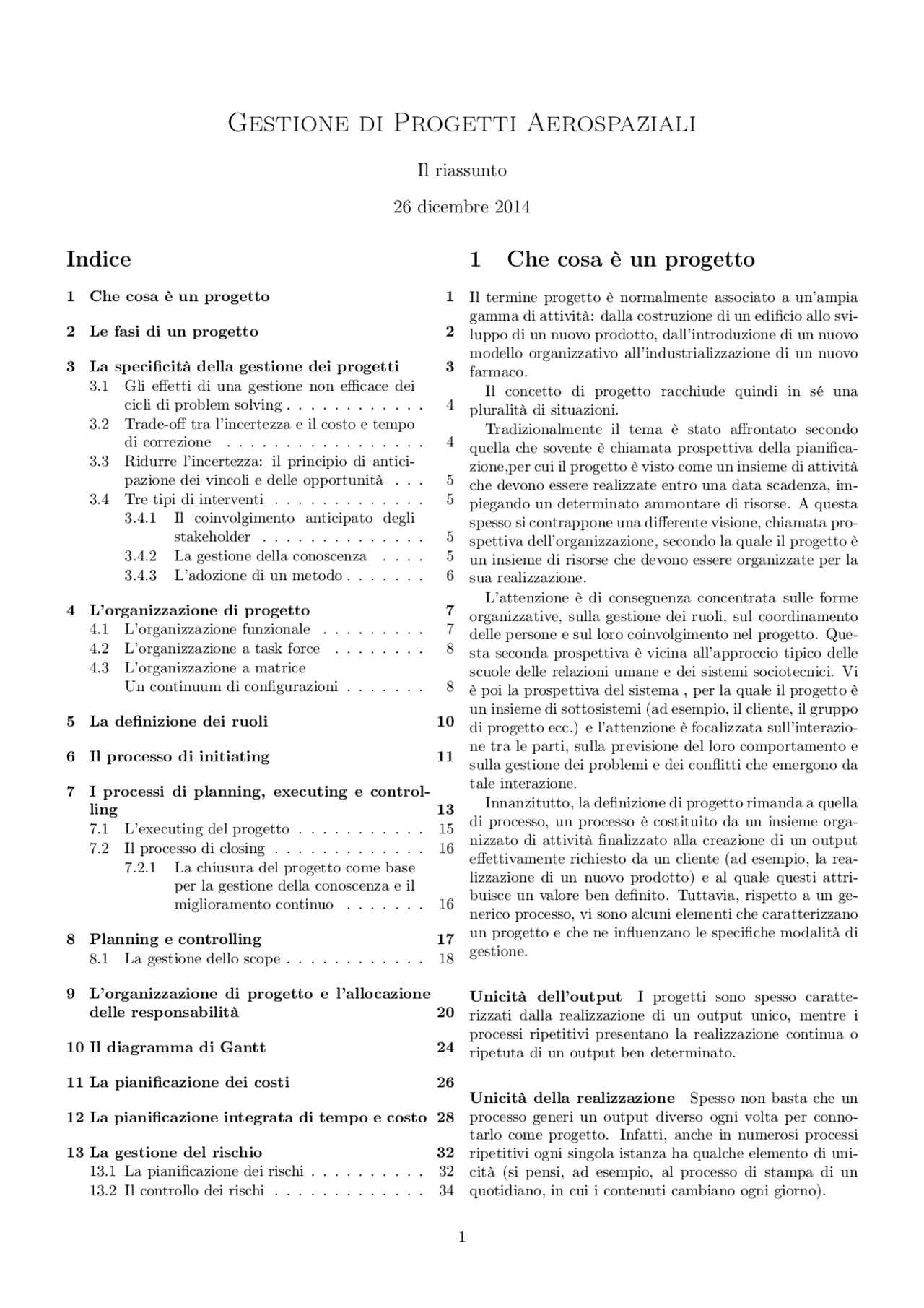 Riassunto Gestione Dei Progetti Appunti Di Gestione Progetti Docsity