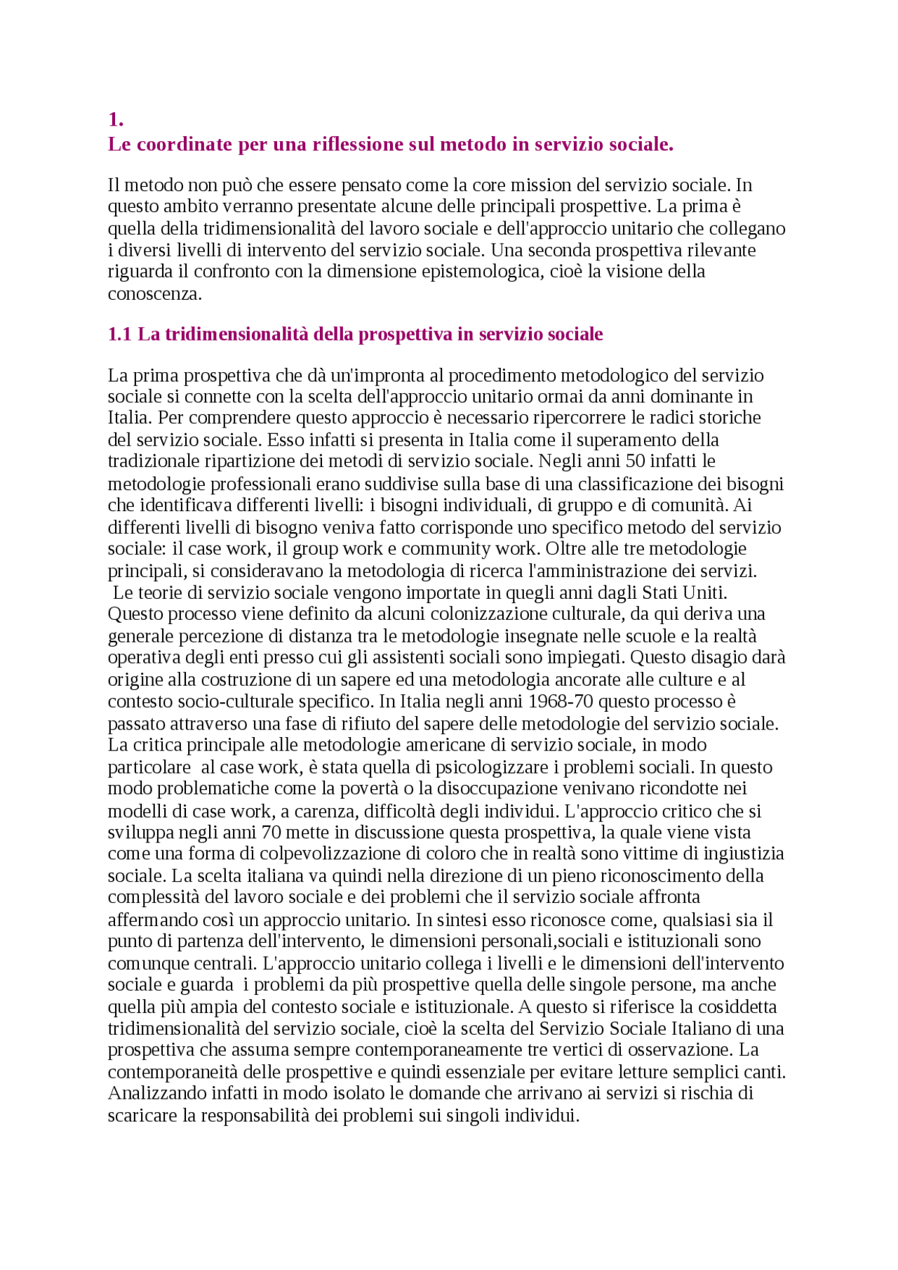 Il Metodo Del Servizio Sociale Silvia Fargion Docsity