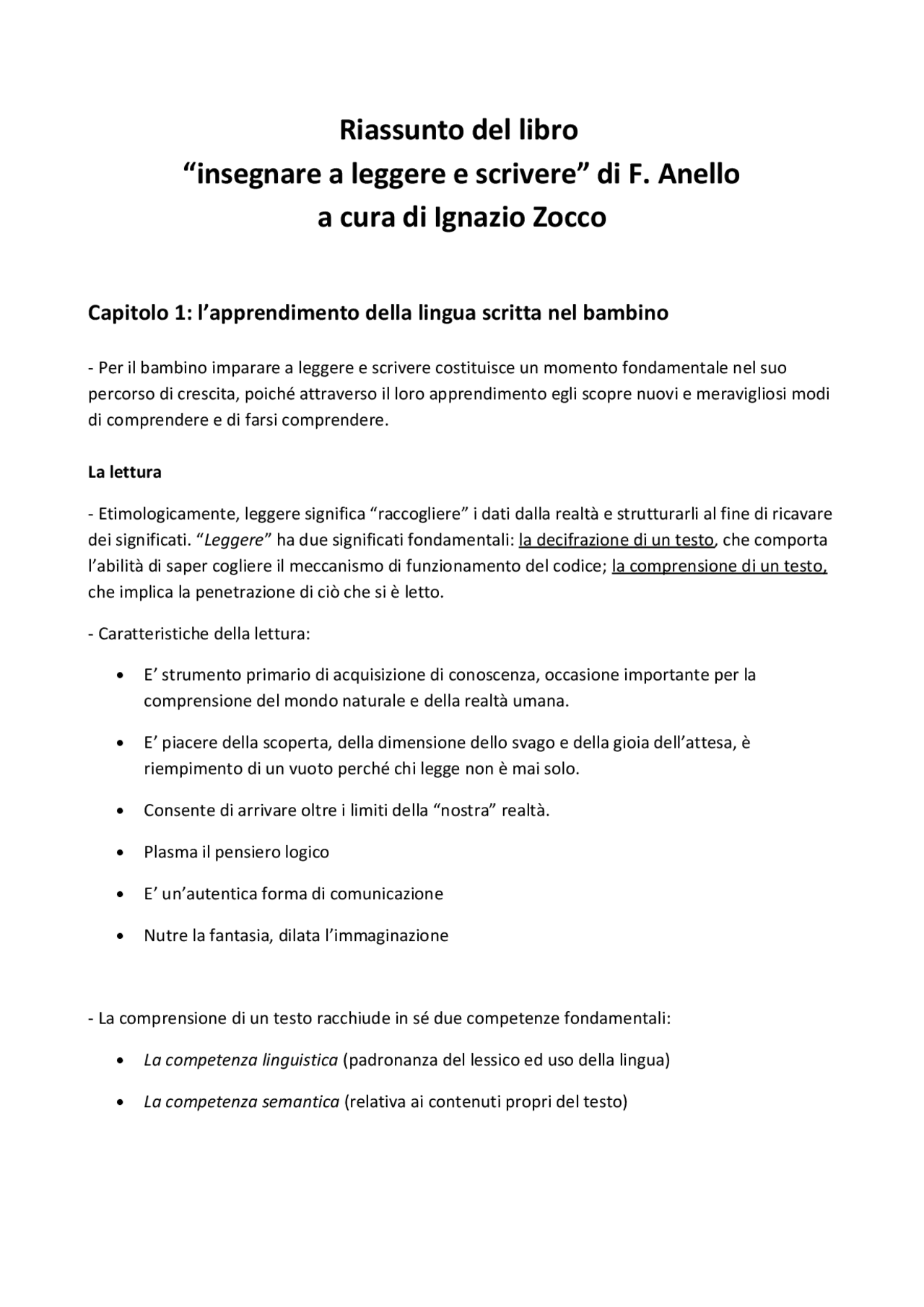 Insegnare A Leggere E A Scrivere Docsity