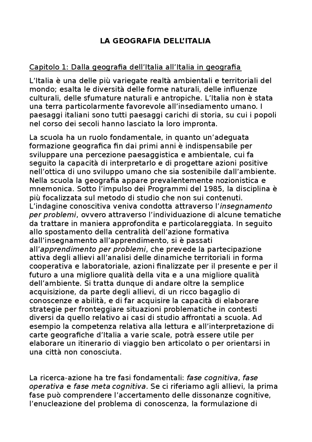 Geografia dell'italia - Docsity