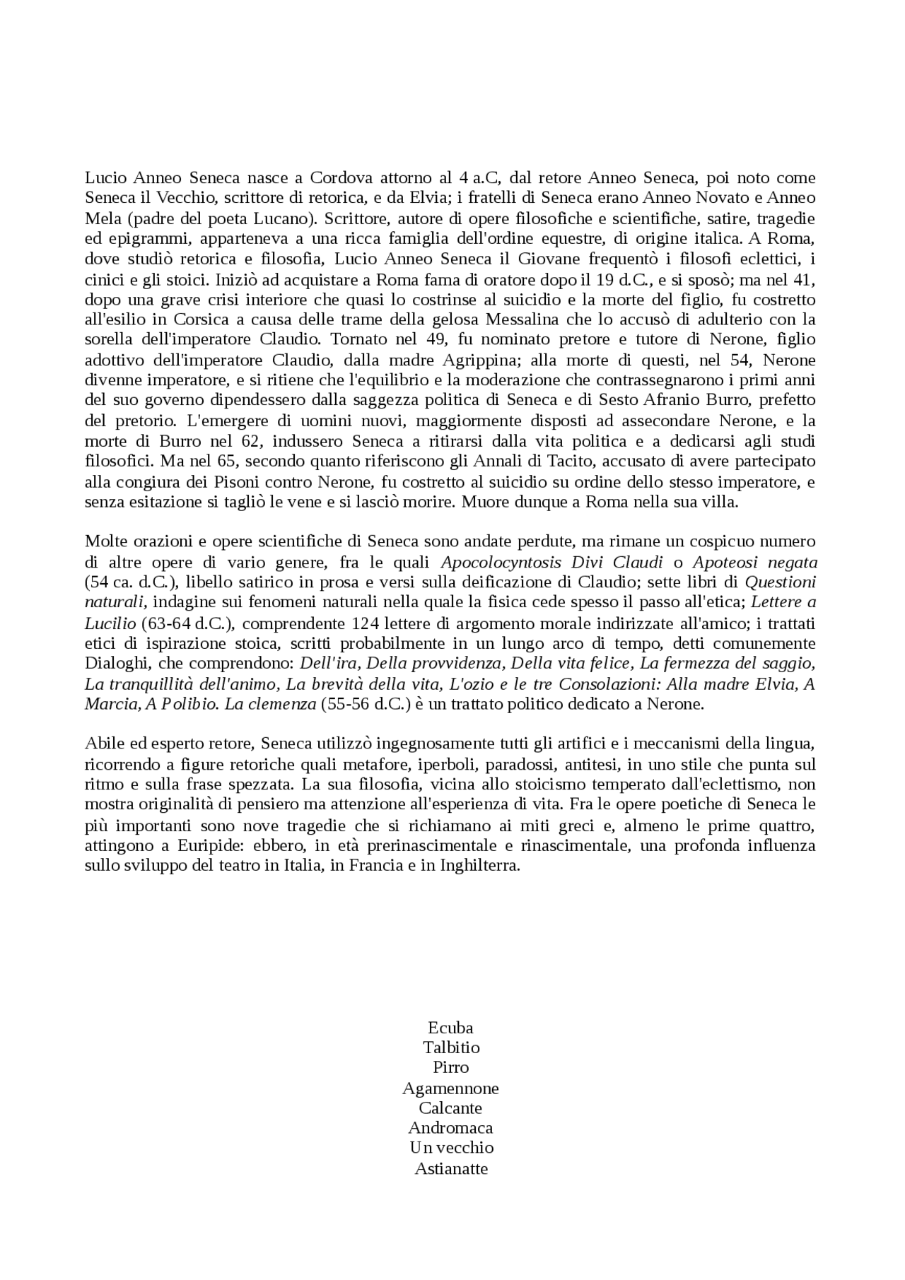 Le Troiane di Seneca - Docsity