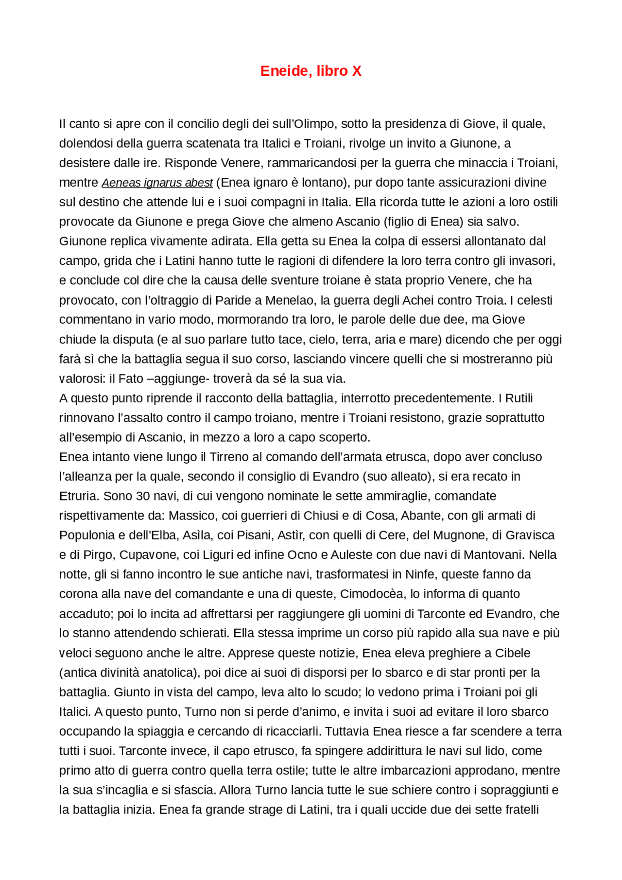 Libro decimo dell'Eneide. - Docsity