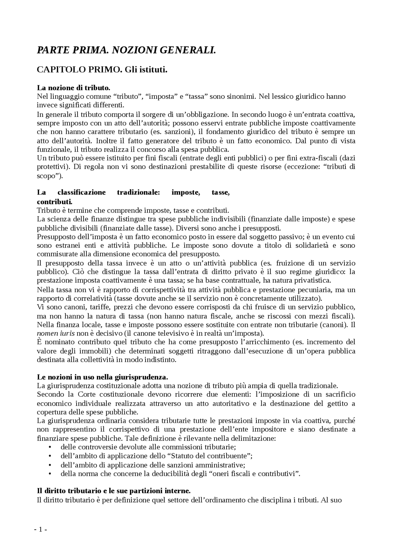 Riassunto Del Manuale Di Diritto Tributario Di Ftesauro Docsity
