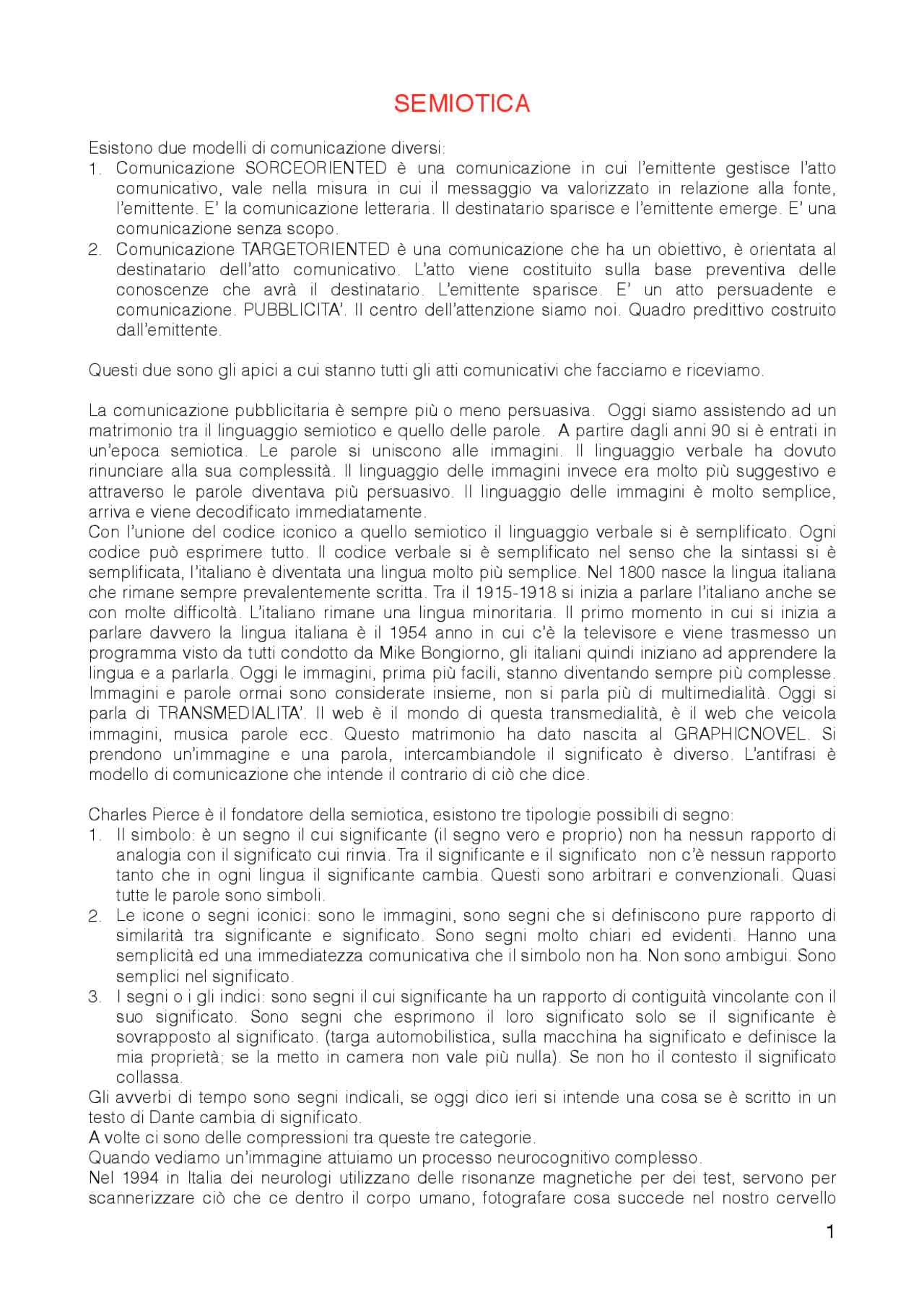 Appunti Di Semiotica Docsity