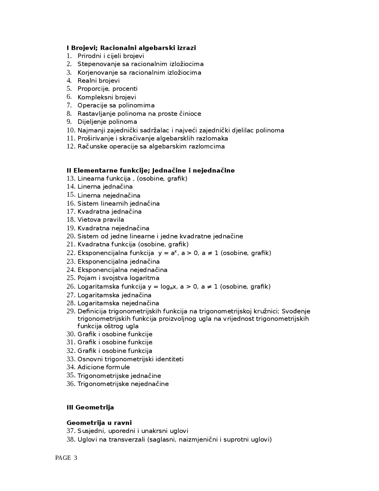 Pitanja za usmeni ispit iz matematike | Ispiti' predlog Matematika - Docsity