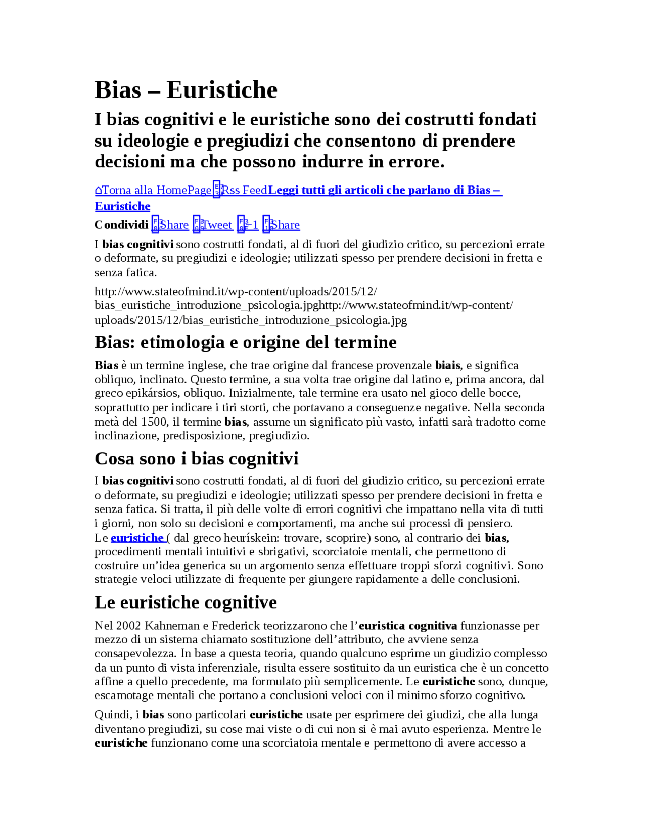 I Bias E Le Euristiche Cognitive Docsity