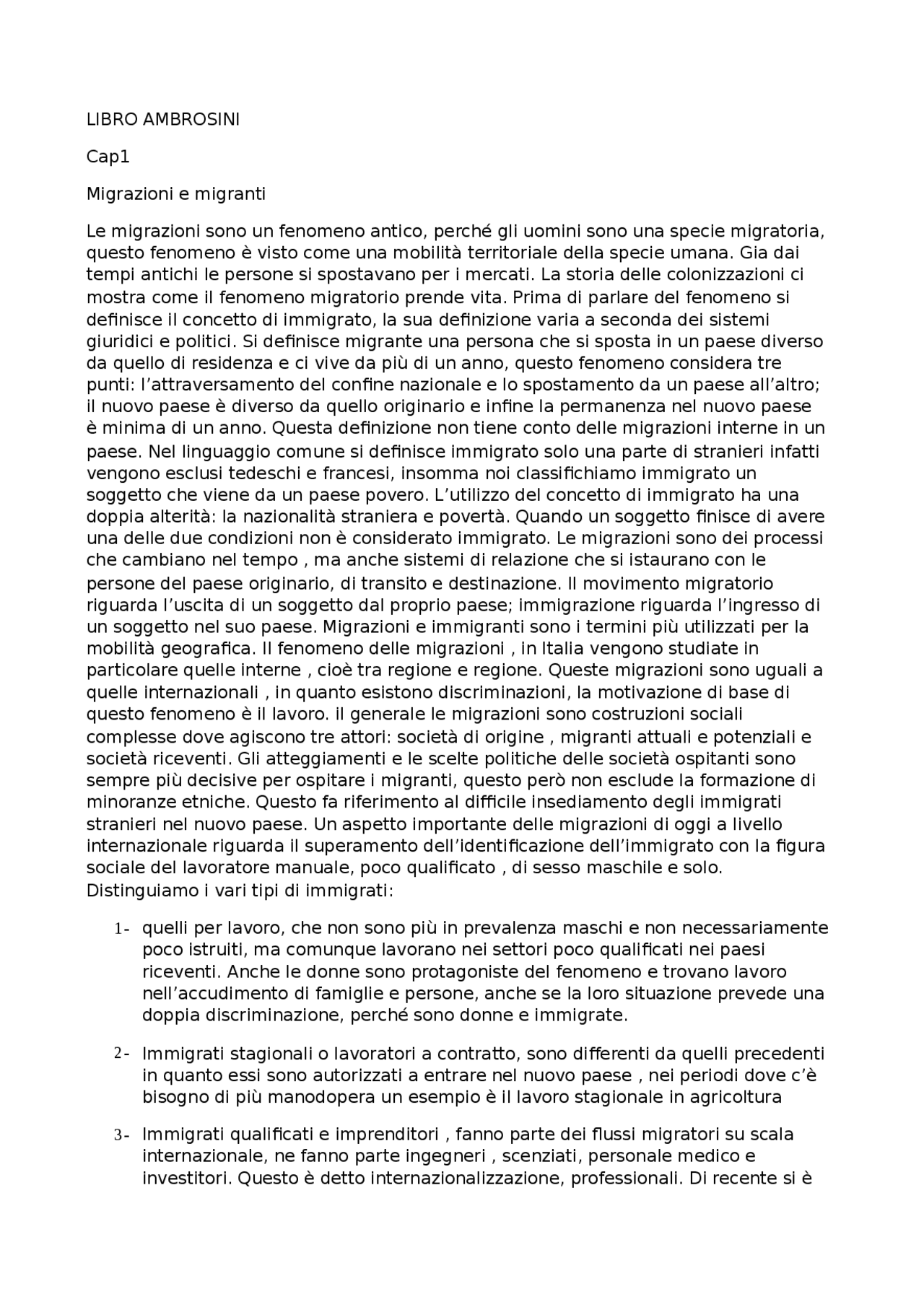 Sociologia Delle Migrazioni Docsity