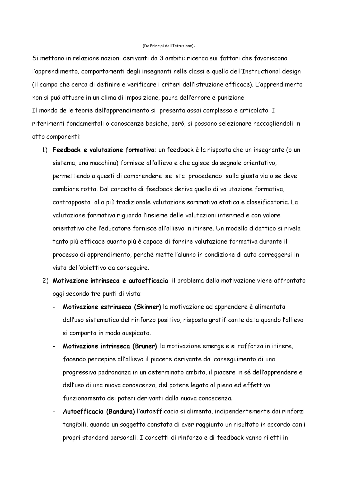 Principi Dellistruzione Calvani Docsity