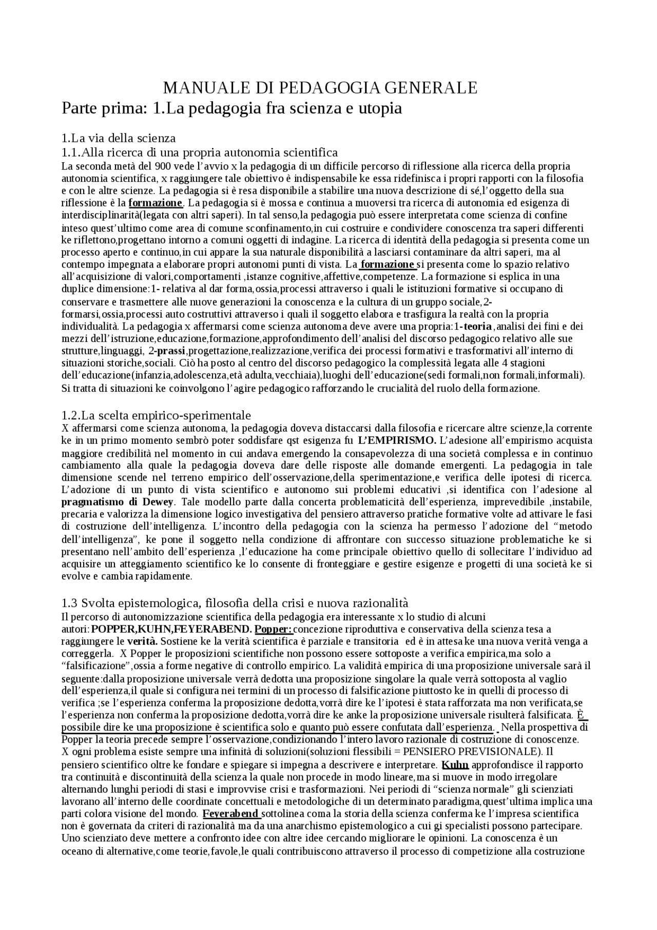Manuale Di Pedagogia Generale Docsity