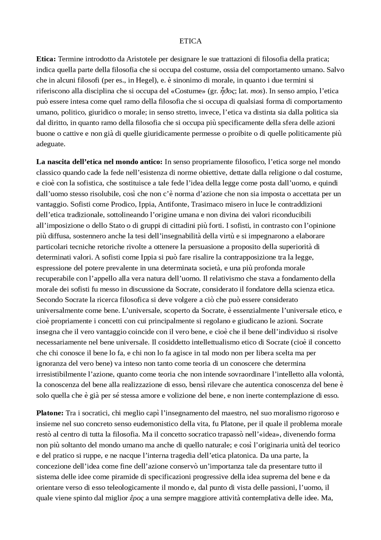 Introduzione Alla Filosofia Morale Appunti Docsity