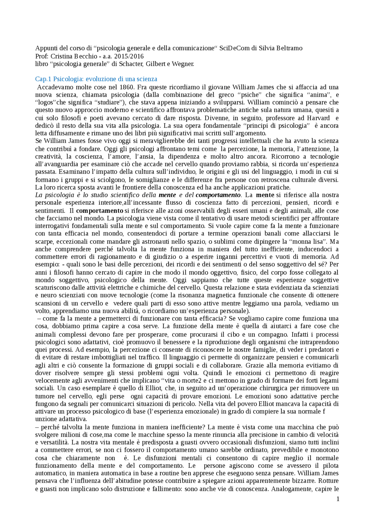 Riassunto Di Psicologia Generale Di Schacter Dl Gilbert Dt Dm