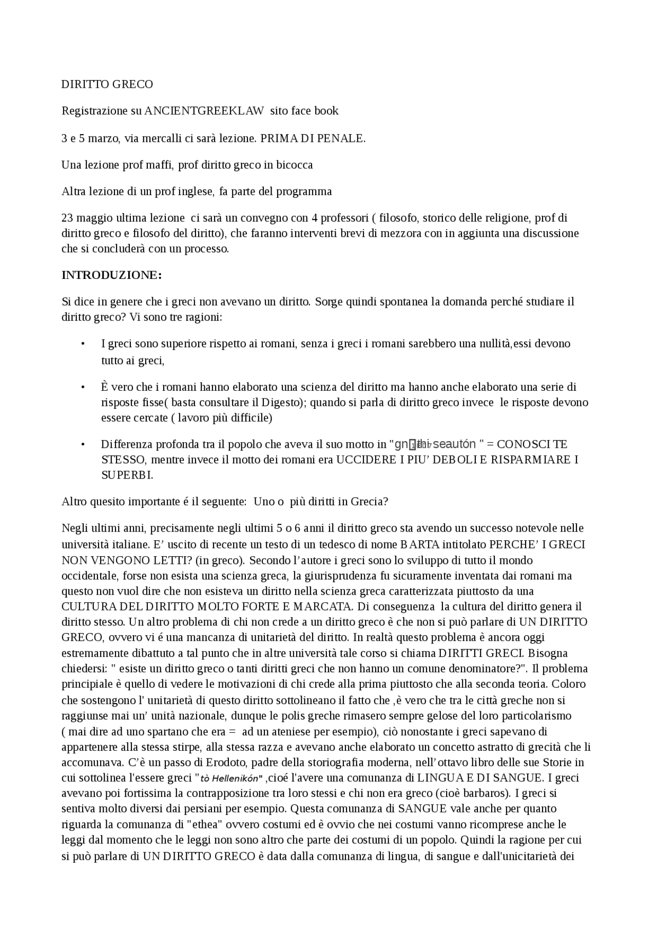 Appunti Diritto Greco Docsity