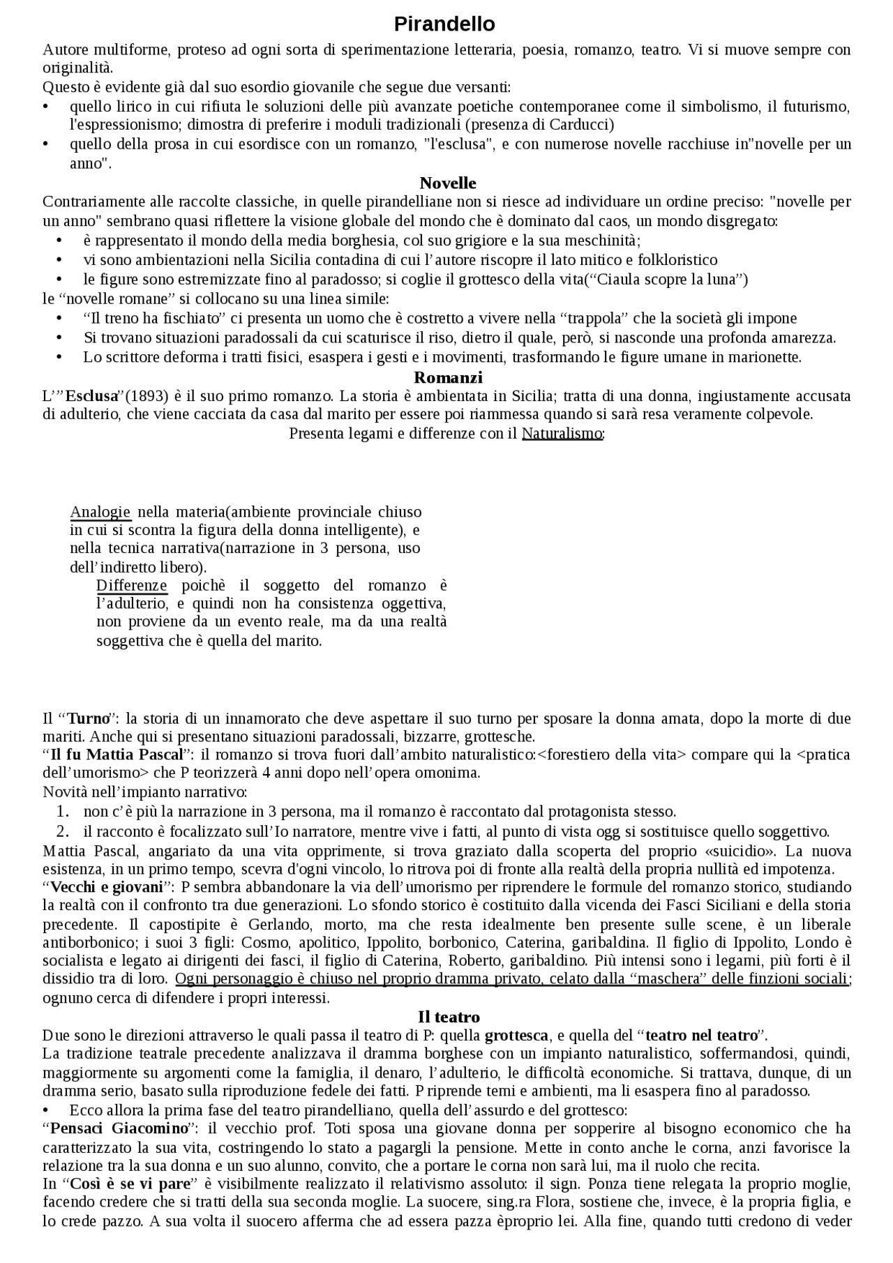 Appunti Su Pirandello Docsity