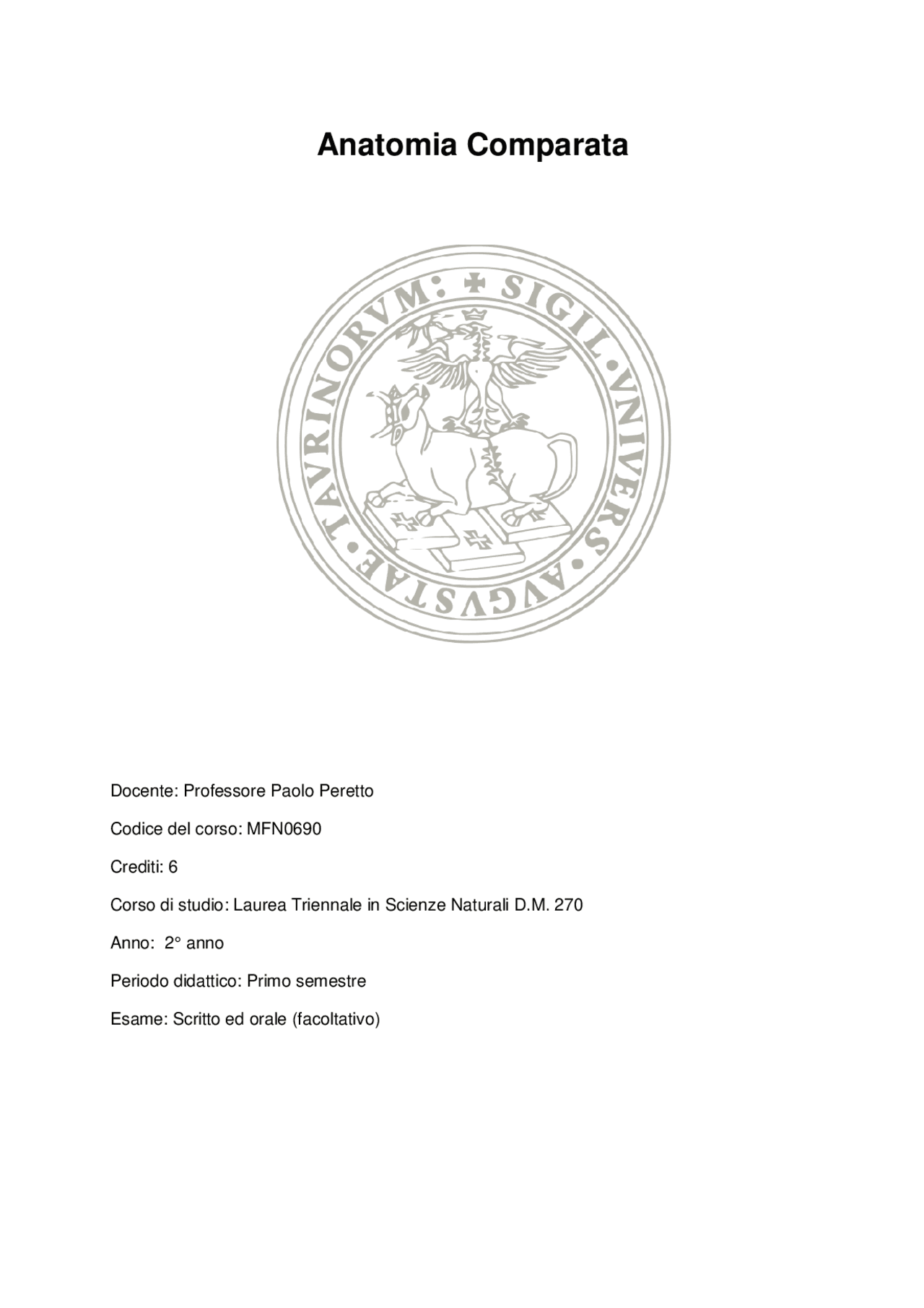 Appunti Anatomia Comparata Docsity