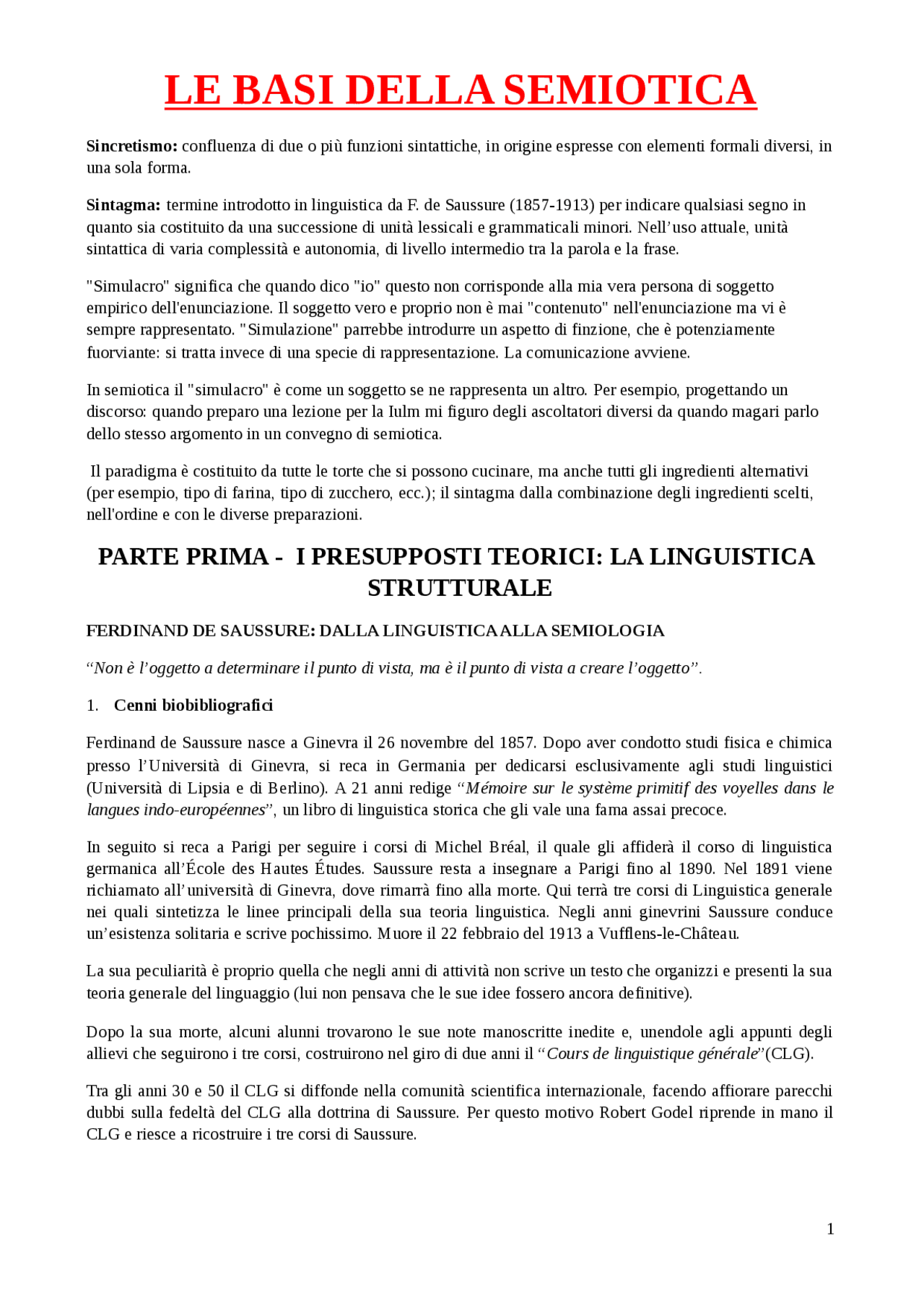 Le Basi Della Semiotica Riassunto Docsity