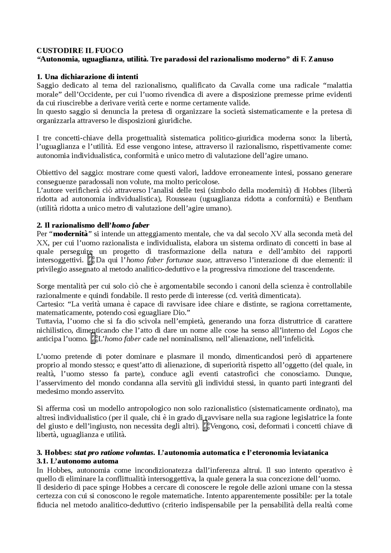 Riassunto Di Custodire Il Fuoco Docsity