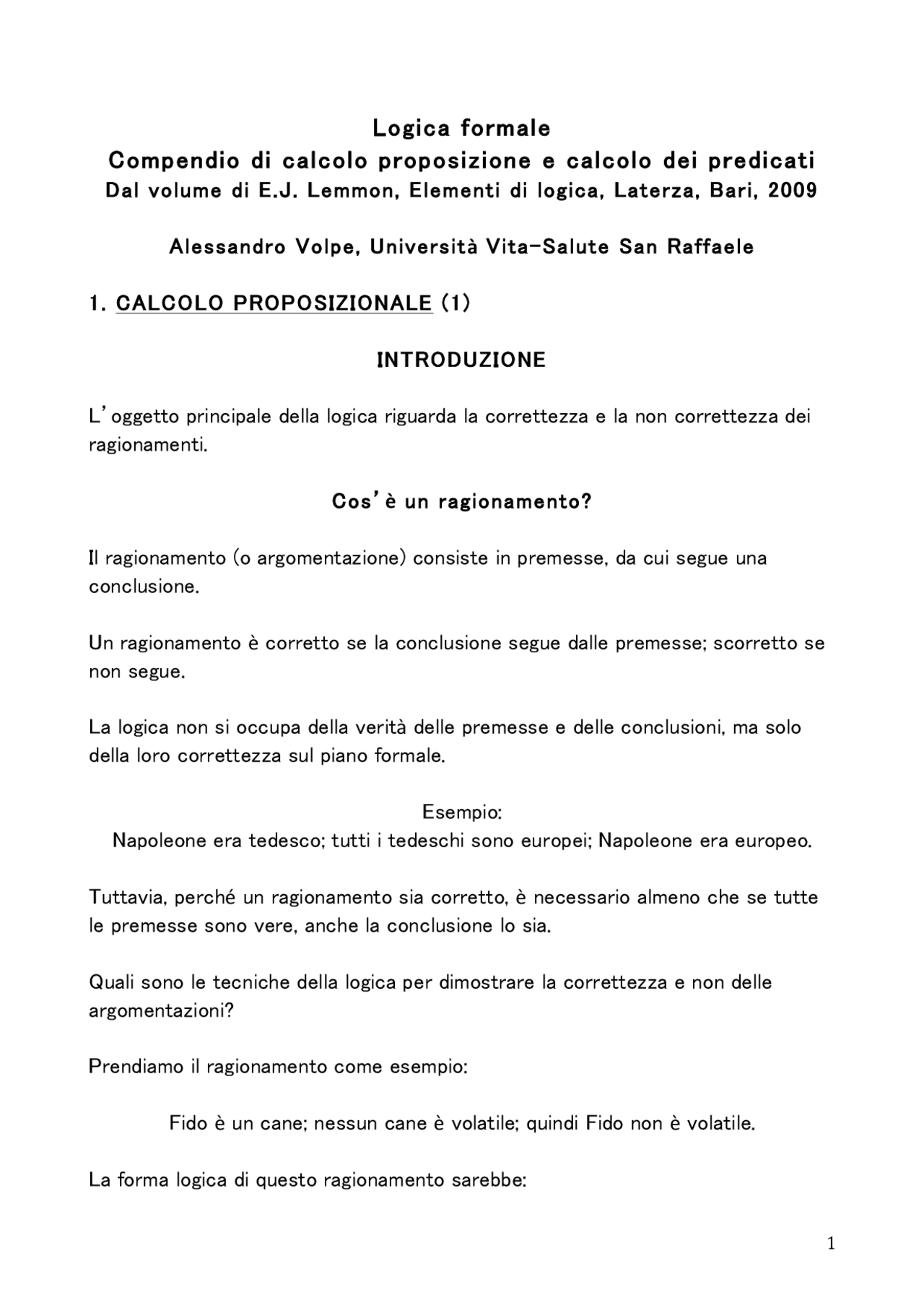 Riassunto Lemmon Logica Formale Docsity