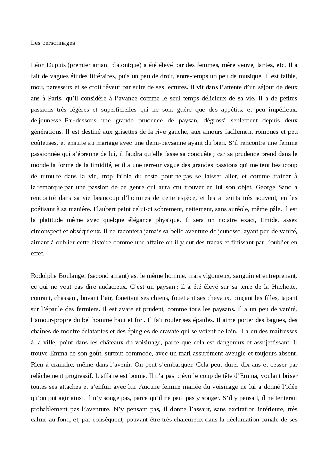 Mme Bovary Personaggi Appunti Di Lingua Francese Docsity