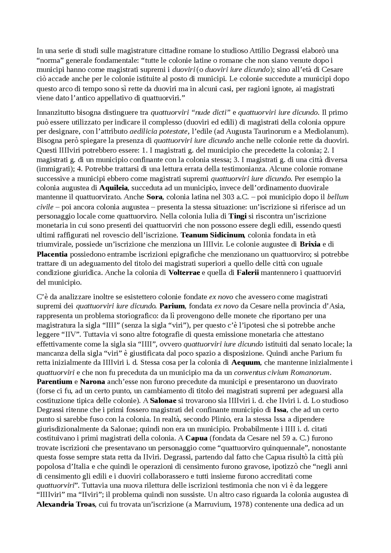 Capitolo 6. Quattuorviri iure dicundo in colonie romane (Umberto Laffi ...