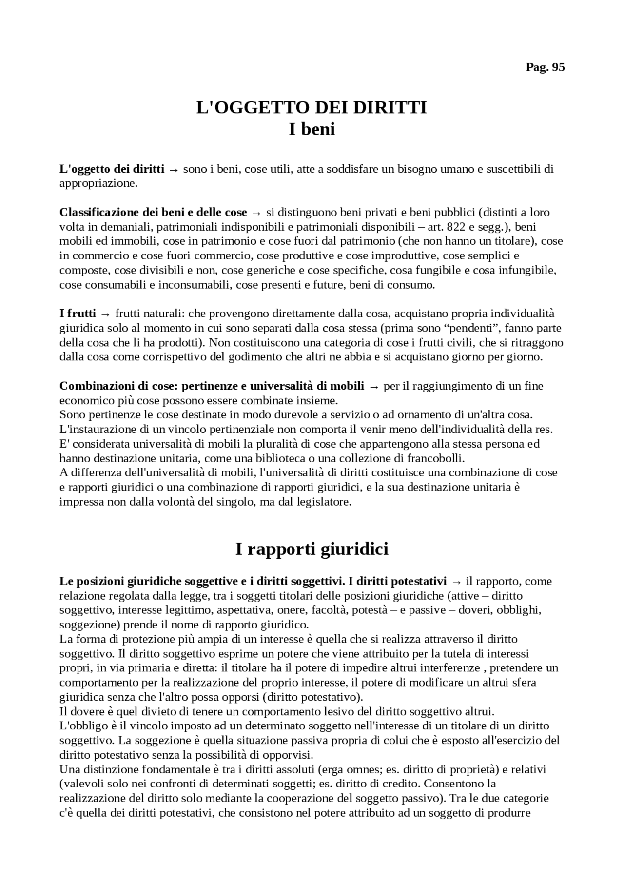 Riassunto I Beni E Il Rapporto Giuridico Docsity