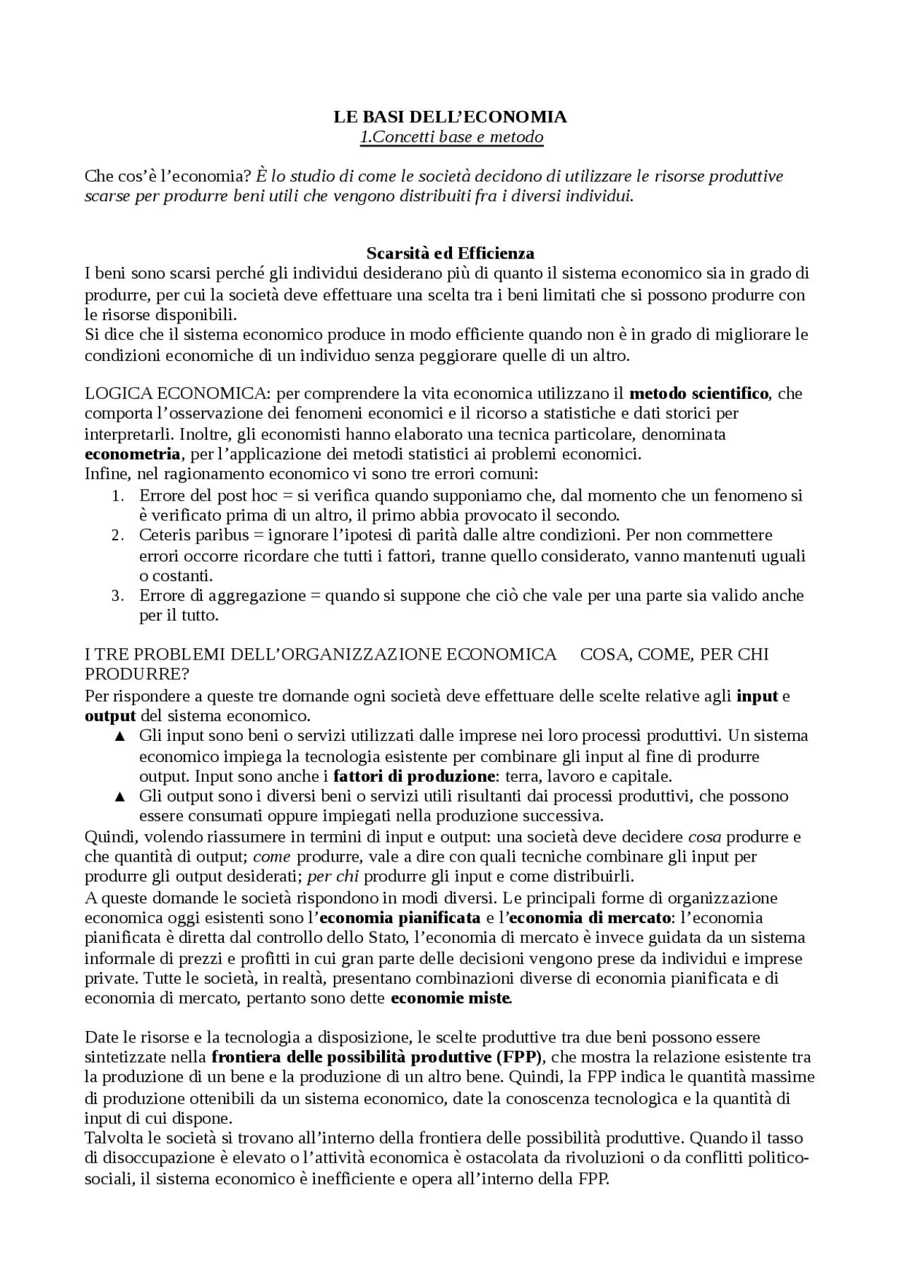 Economia XX edizione - Samuelson, Nordhaus e Bollino - Docsity