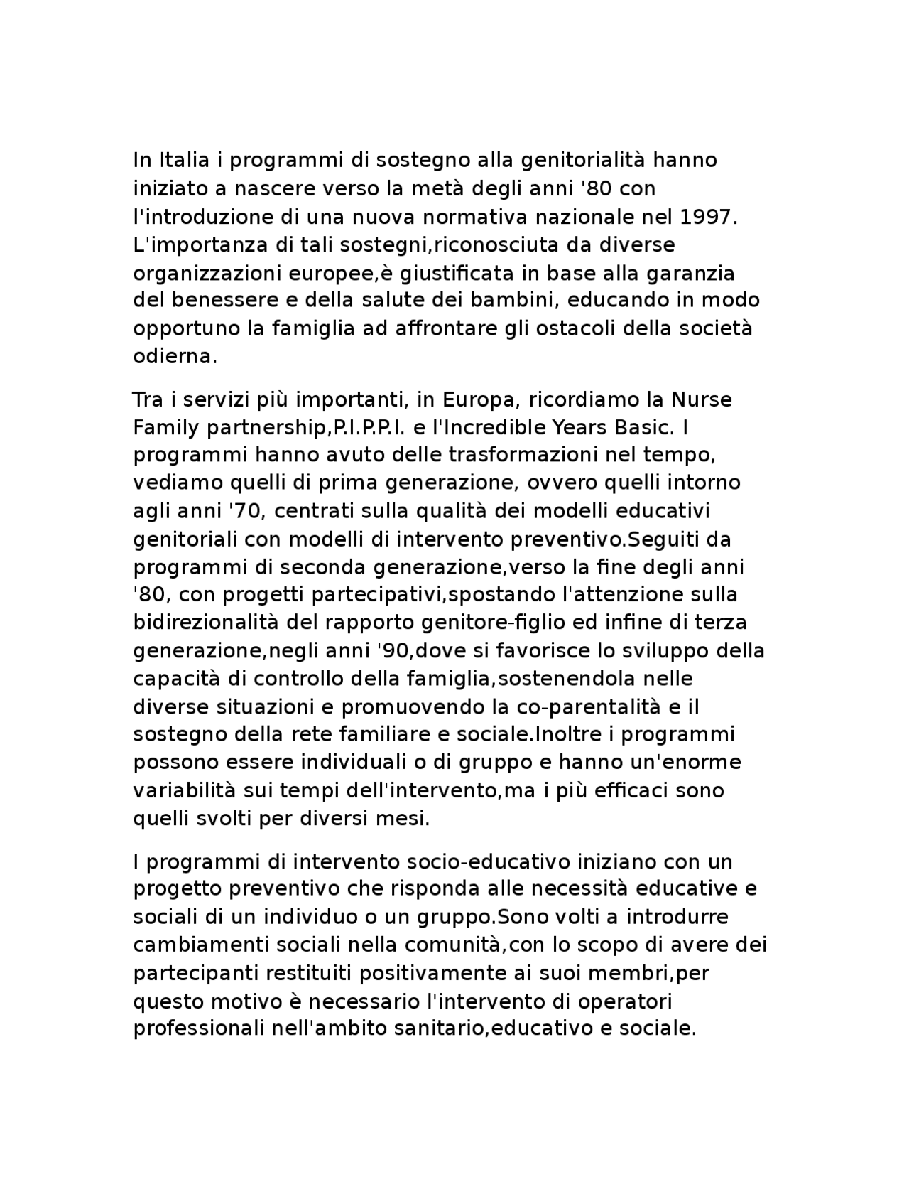 I Programmi Di Sostegno Alla Genitorialità Il Percorso Avviato In