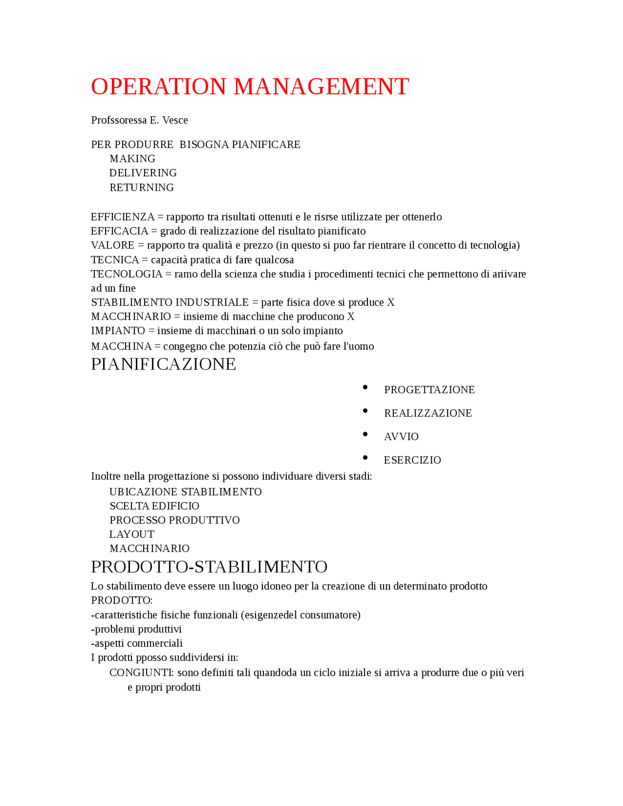 Operation Management Docsity