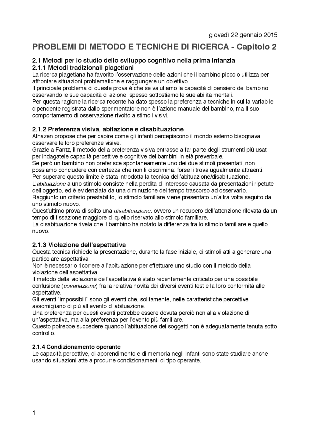 Lo Sviluppo Cognitivo Surian Docsity