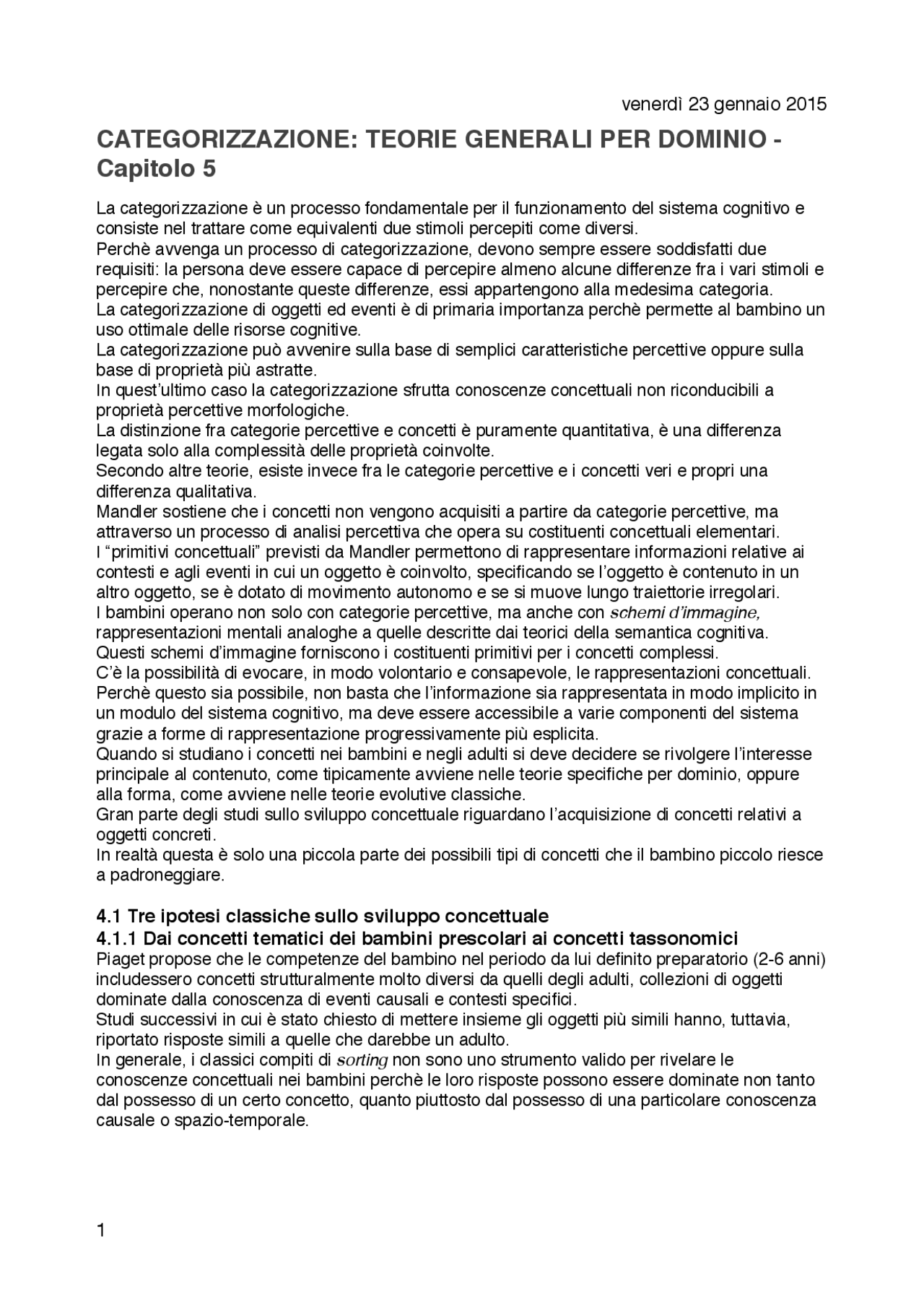 Lo Sviluppo Cognitivo Surian Docsity