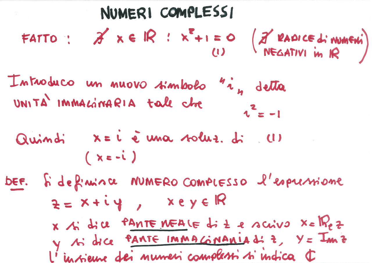 Appunti Sulle Generalità Dei Numeri Complessi Docsity