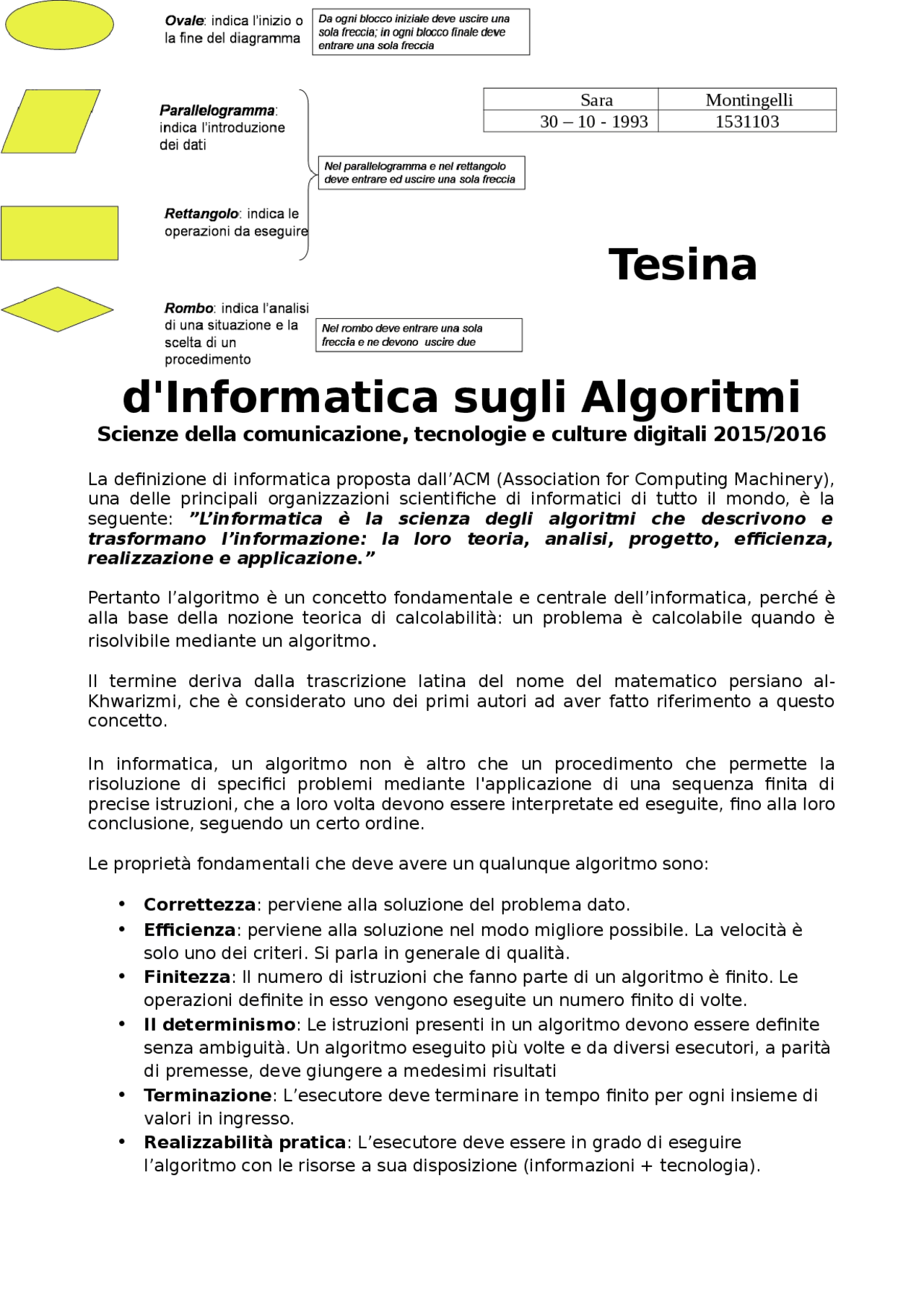 Tesina Algoritmi E Programma Cart Informatica Docsity