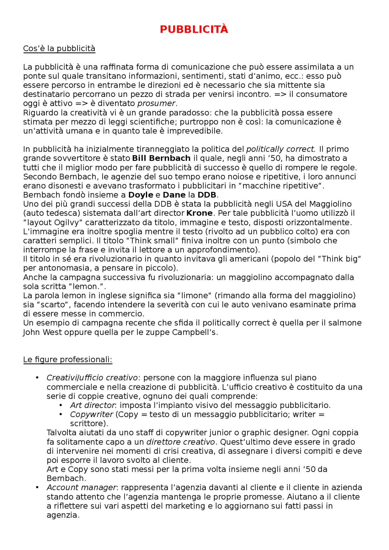 Appunti Di Pubblicità Docsity