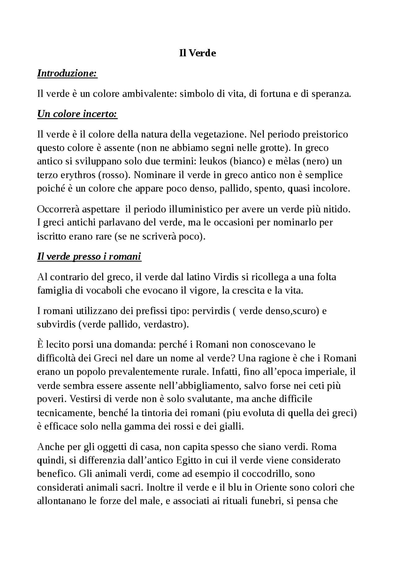 Verde Storia Di Un Coloreriassunto Michael Pastoreau Docsity