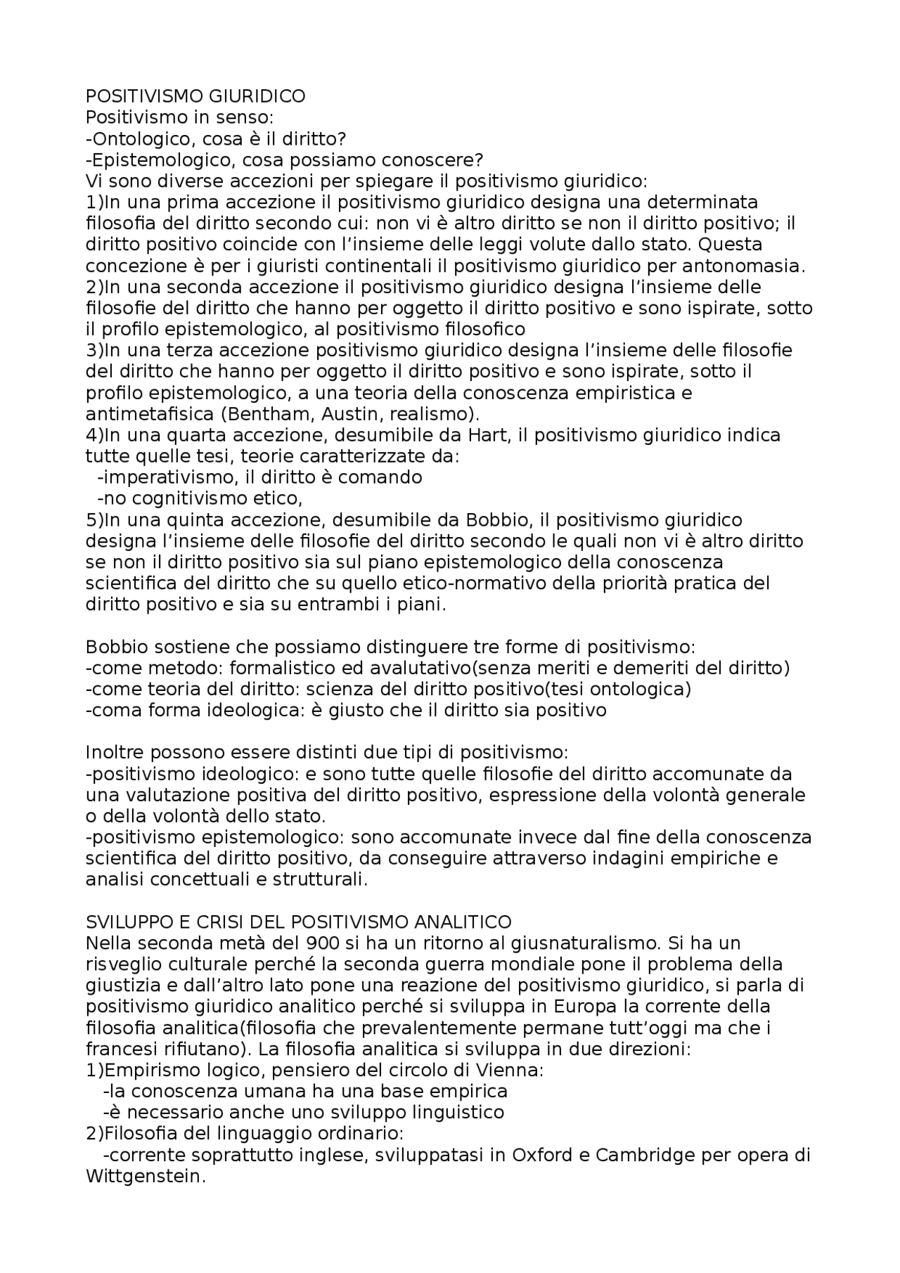 Positivismo Giuridico E Fonti Del Diritto Docsity