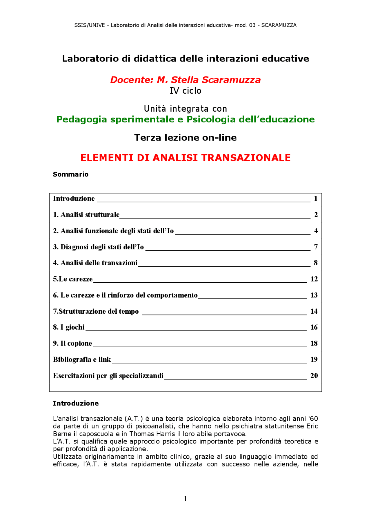 Elementi Di Analisi Transazionale Docsity