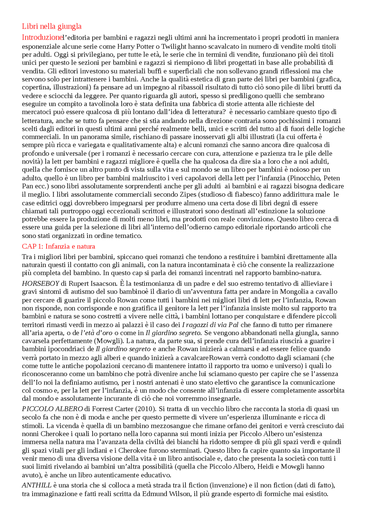 Riassunto Libri Nella Giungla Docsity