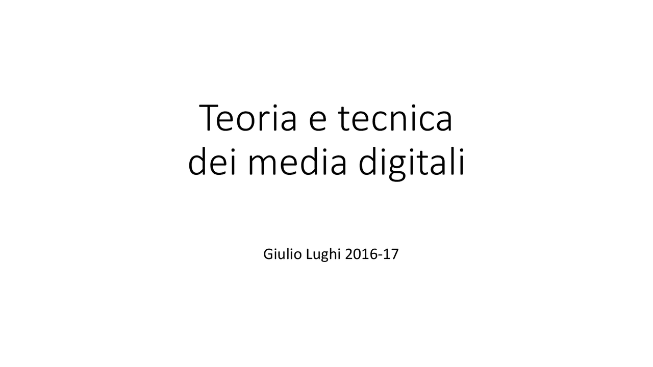 Teoria E Tecnica Dei Media Digitali Docsity