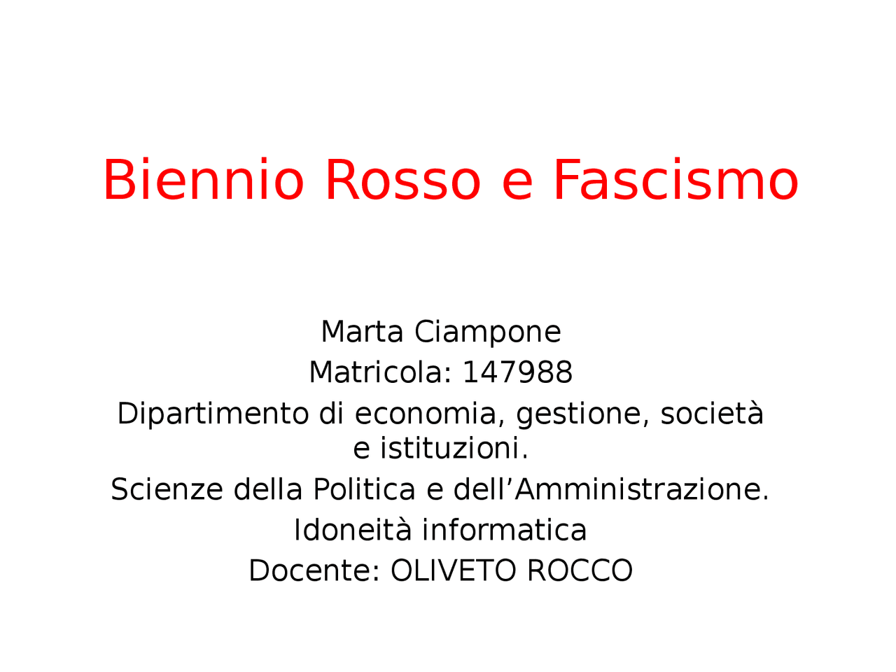 Slide Biennio Rosso E Fascismo Docsity
