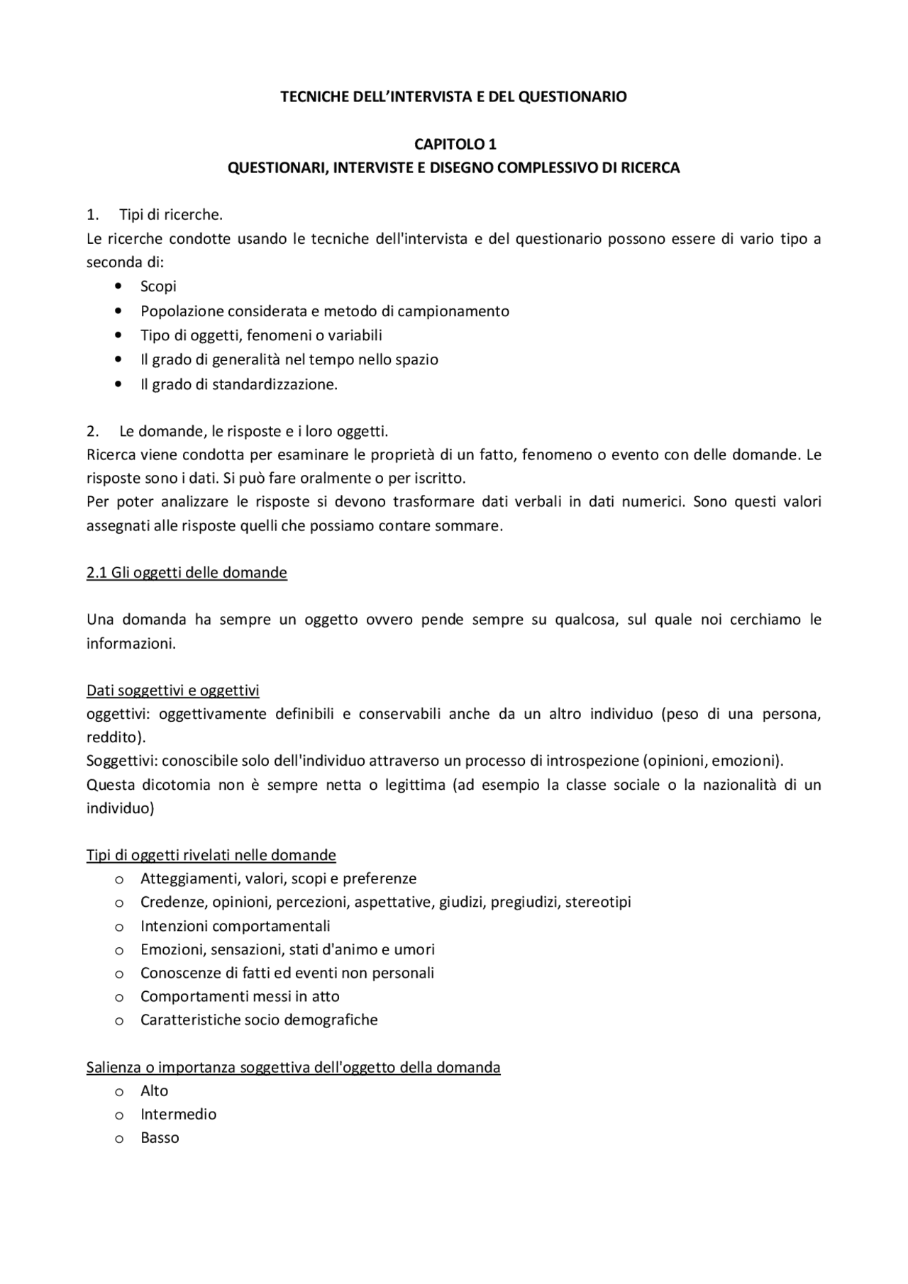 Tecniche Dellintervista E Del Questionario V Zammuner Docsity
